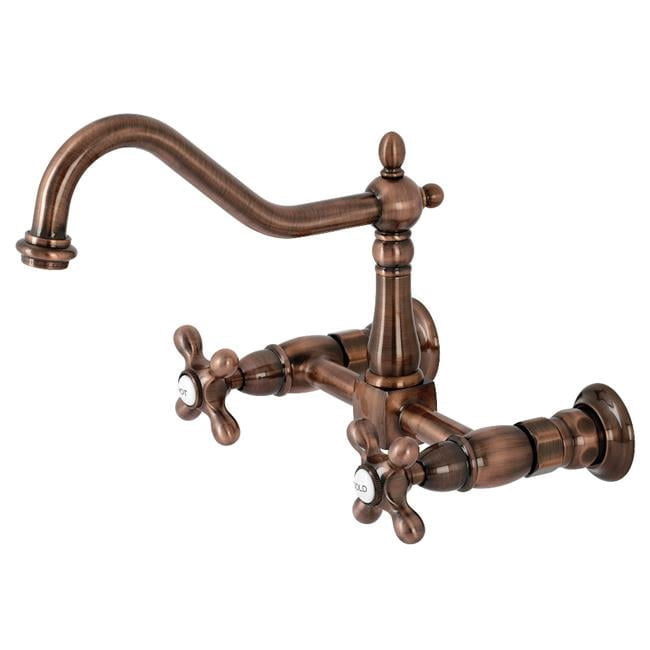 Heritage Wall Mount Bridge Kitchen Faucet, Antique Copper - Walmart.com