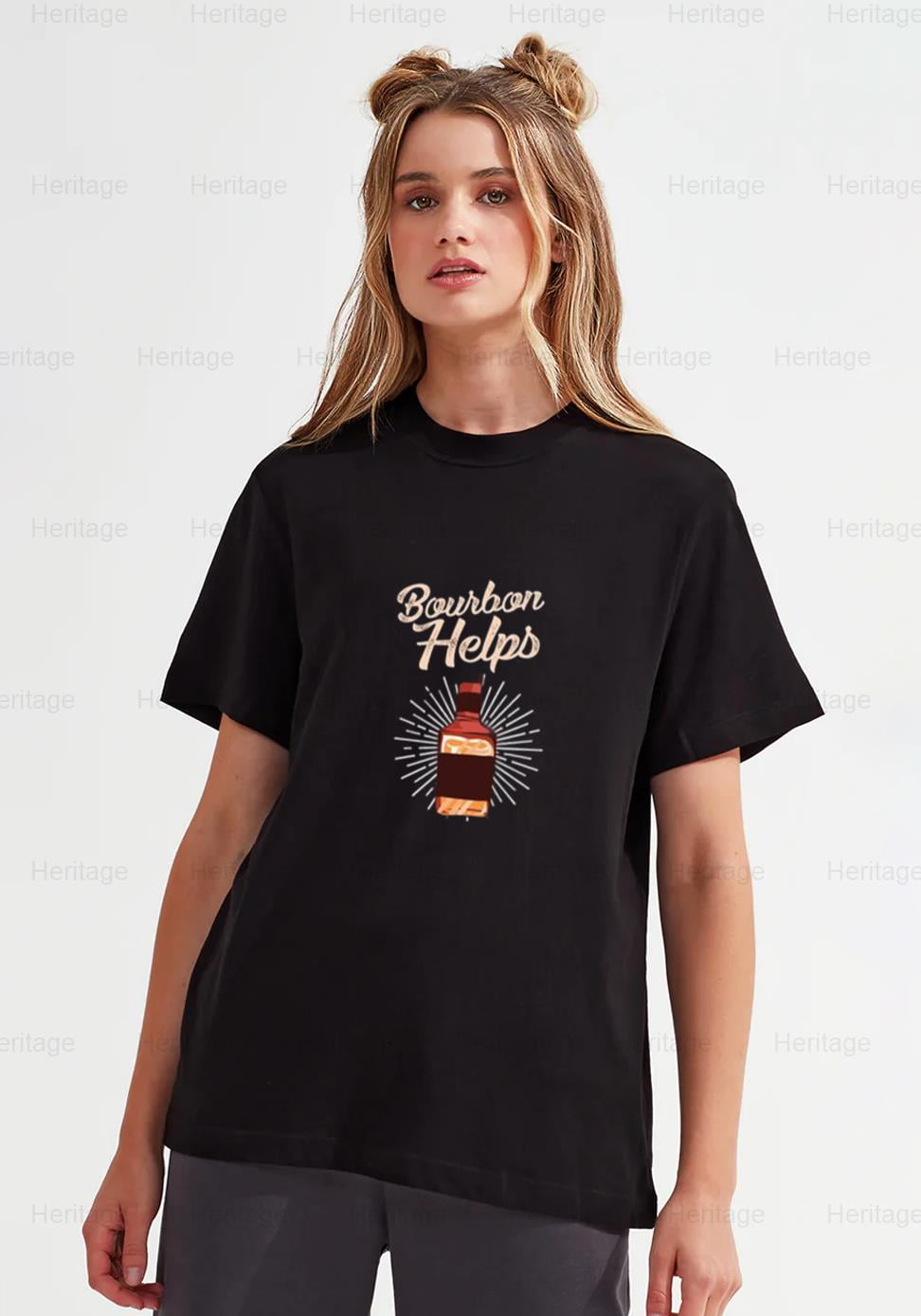 Heritage83 Funny Bourbon Helps Whiskey Alcohol Graphic for T-Shirts ...