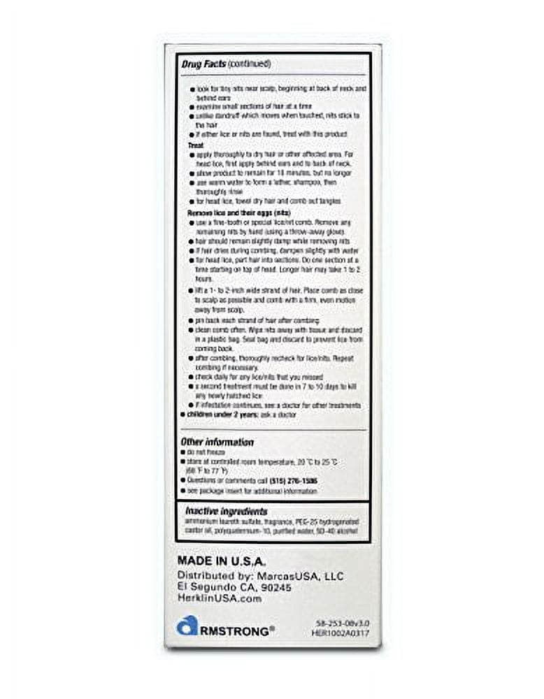 Herklin Lice Killing Shampoo Kills Lice & Eliminates Nites Includes ...