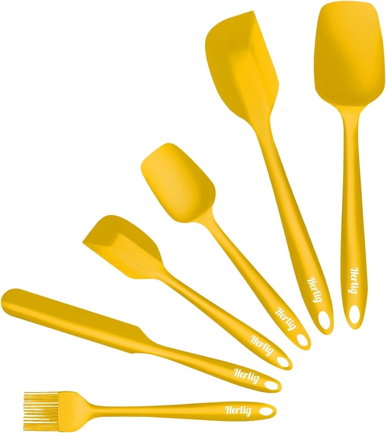 Herlig Silicone Kitchen Utensil Set, 6 Pc Heat-Resistant Spatulas with ...