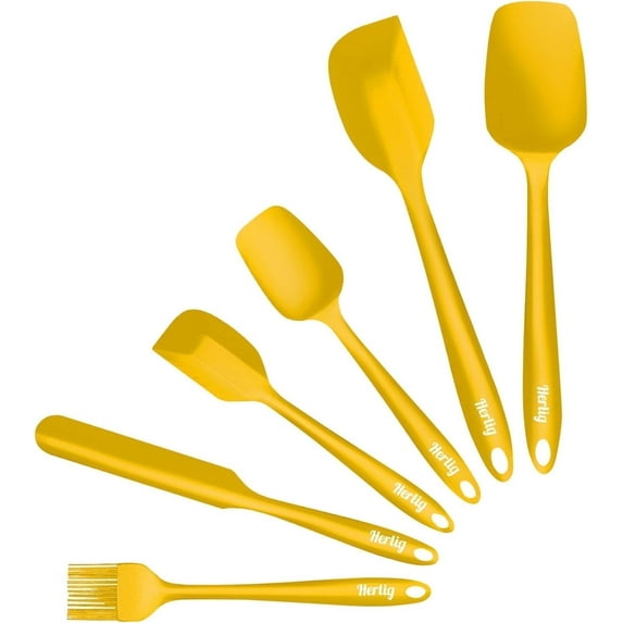 Herlig Silicone Kitchen Utensil Set, 6 Pc Heat-Resistant Spatulas with ...
