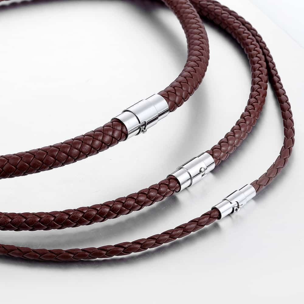Hermah 4/6/8mm Man-made Leather Necklace Choker for Men 14-24inch ...