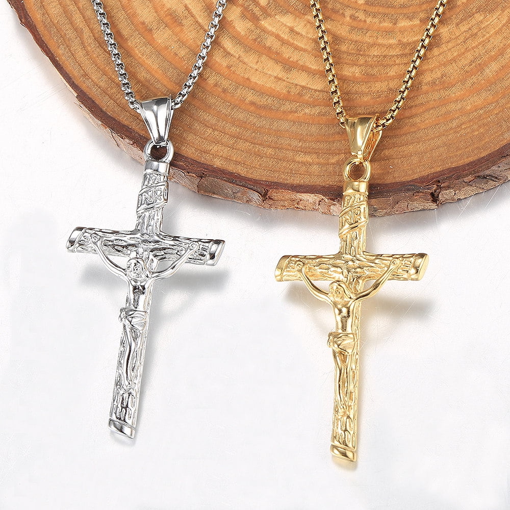 Hermah Jesus Cross Pendant Necklace for Men Women Box Chain - Walmart.com