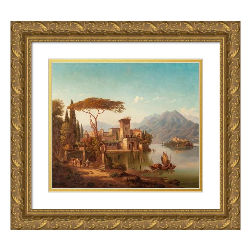 Hermann August Kruger 14x12 Gold Ornate Wood Frame and Double Matted ...
