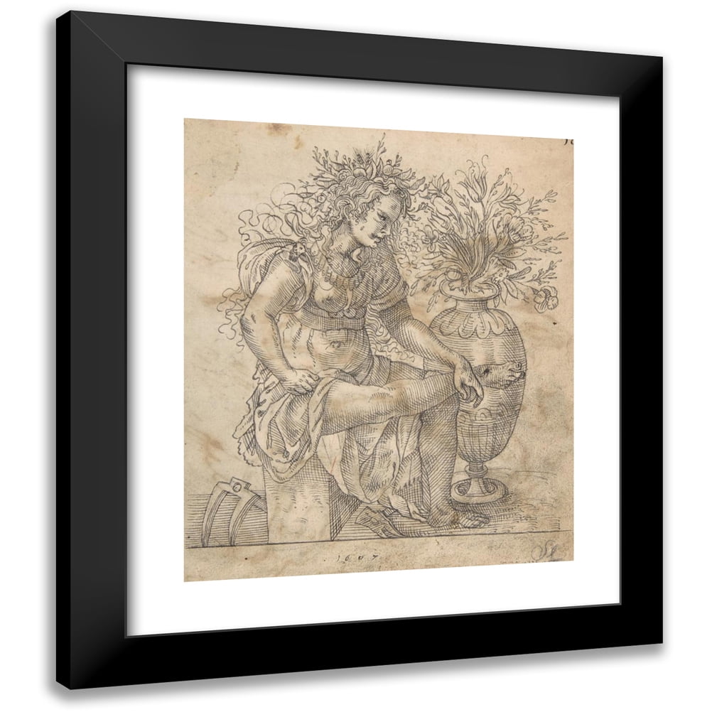 Hermann Weyer 20x23 Black Modern Framed Museum Art Print Titled - Flora Seated by a Vase with ...