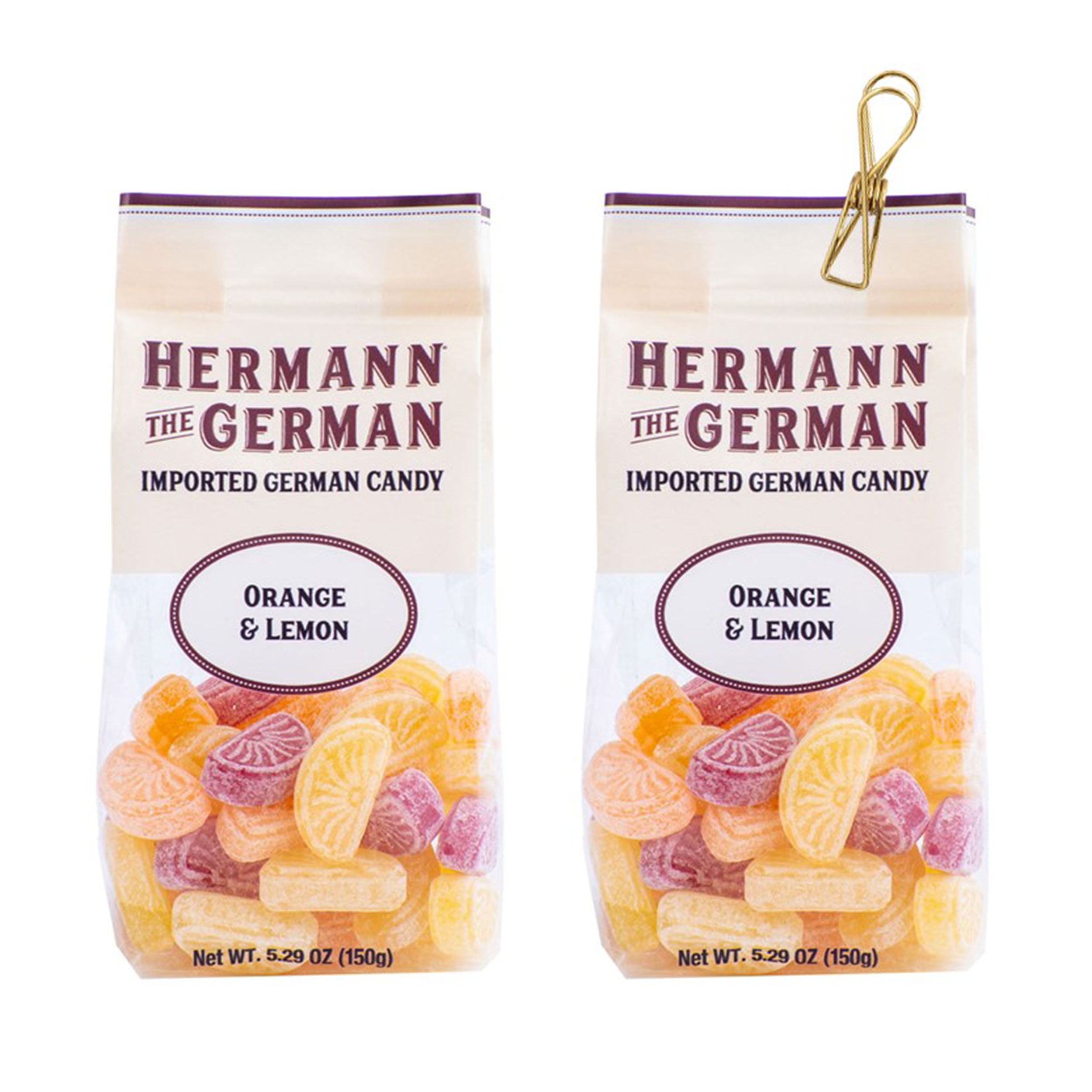 Hermann the German Orange Lemon Bavarian Hard Candy 5.29 oz. X 2 with ...