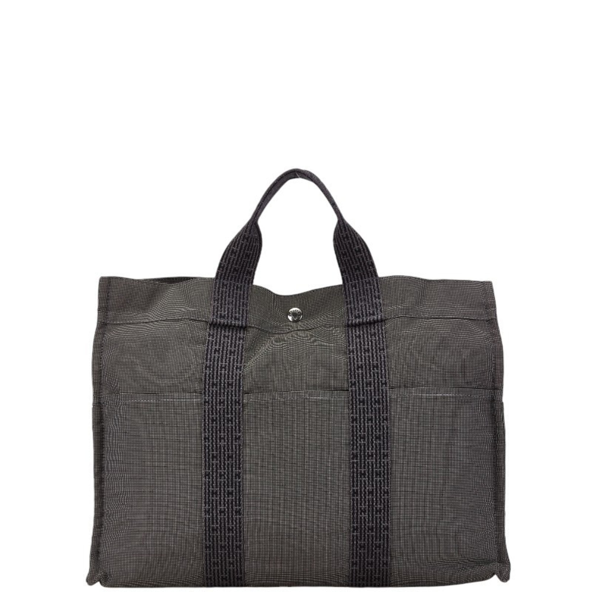 Pre-Owned Hermes Air Line Tote Bag Grey Canvas Women's HERMES (Good ...