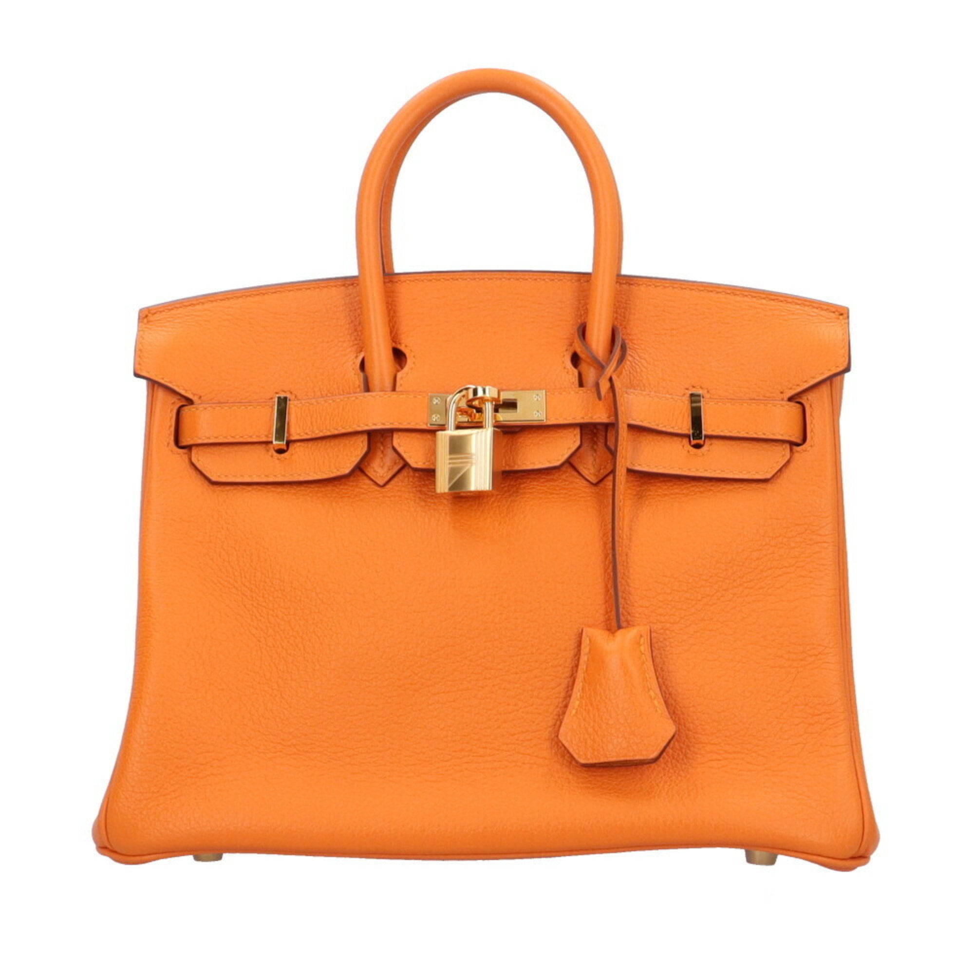 Pre-Owned Hermes Birkin 25 Handbag Leather Orange Women's HERMES (Good ...