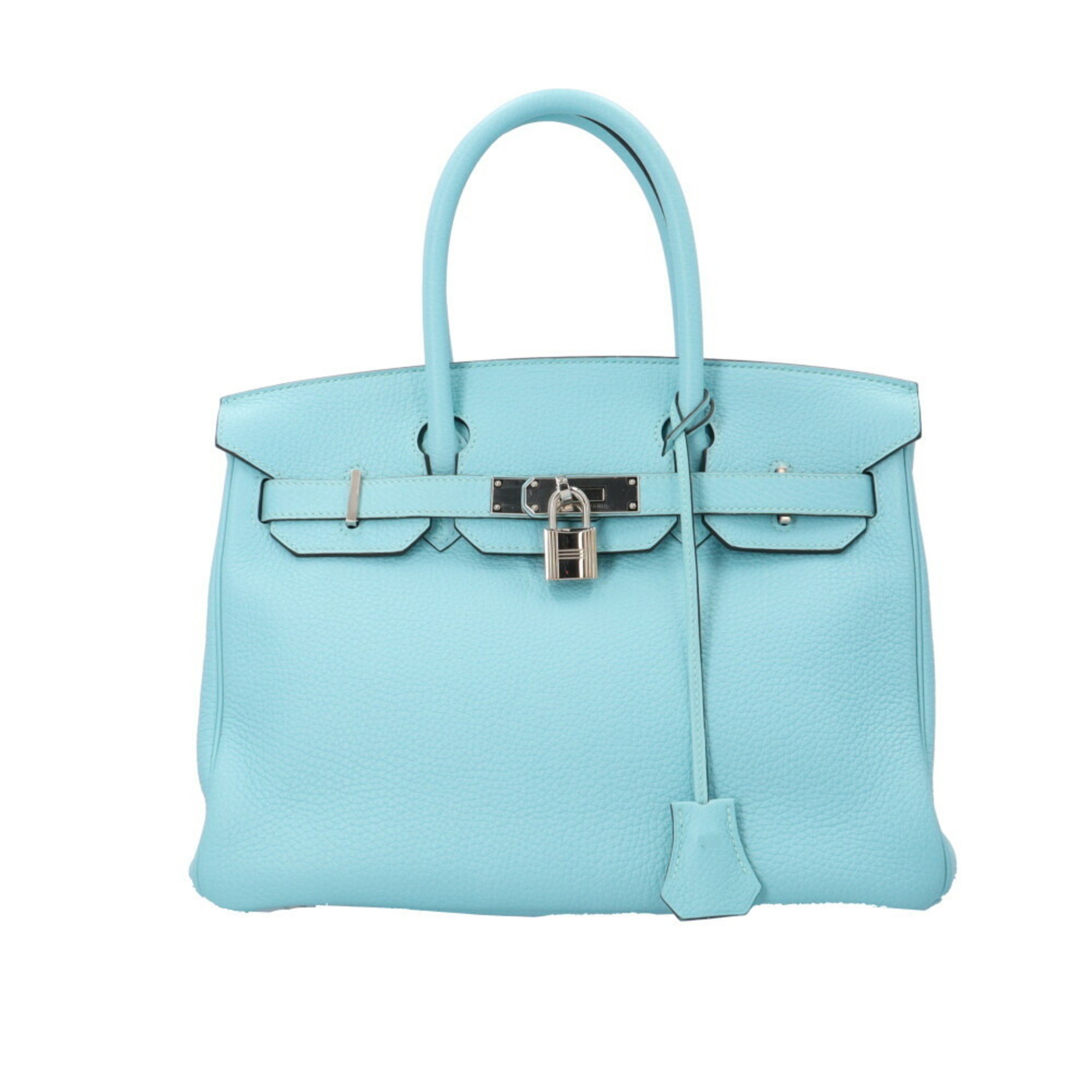 Pre-Owned Hermes Birkin 30 Handbag Taurillon Clemence Blue Women's ...