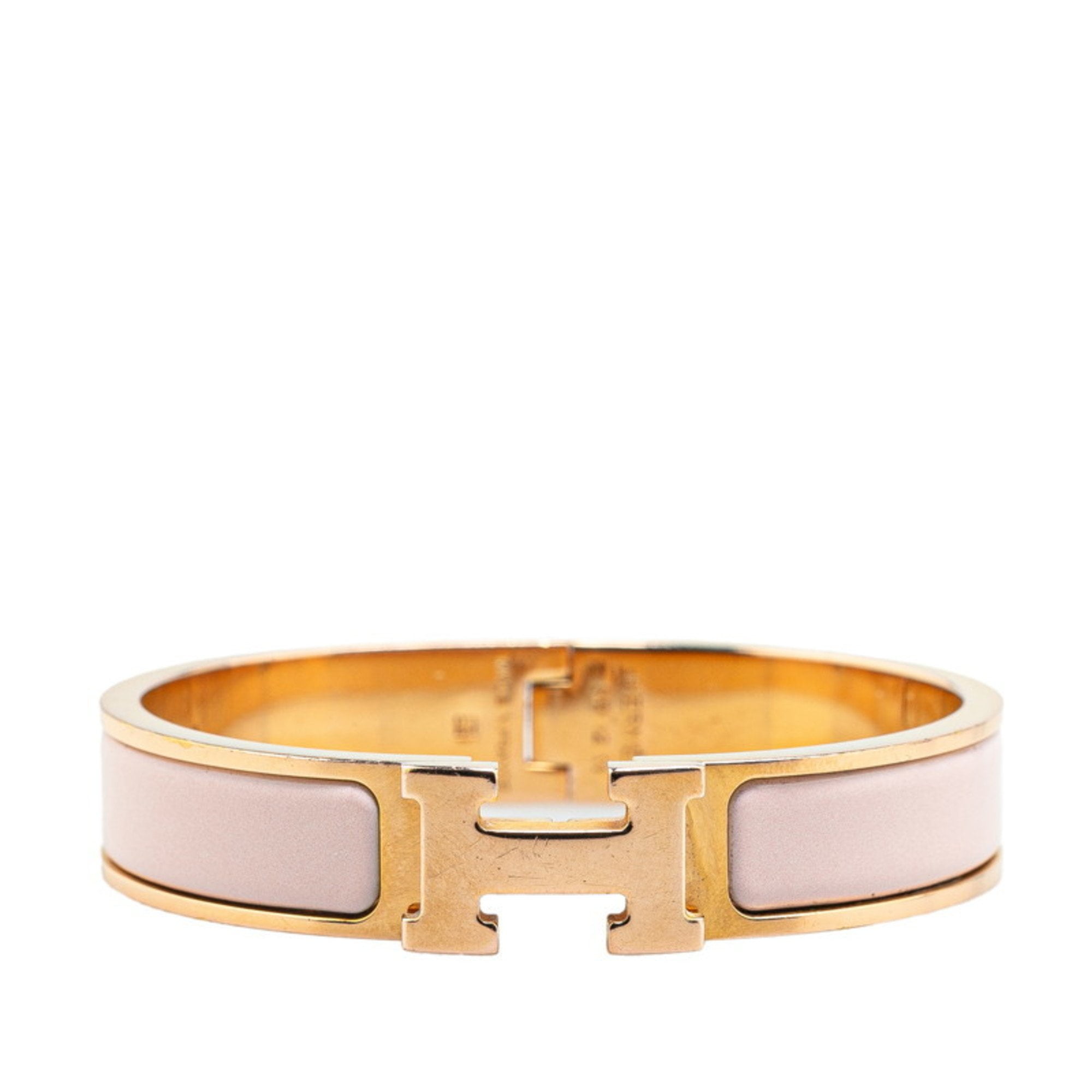 Pre-Owned Hermes Click-Clack H PM Bangle Pink Gold Metal Women's HERMES ...
