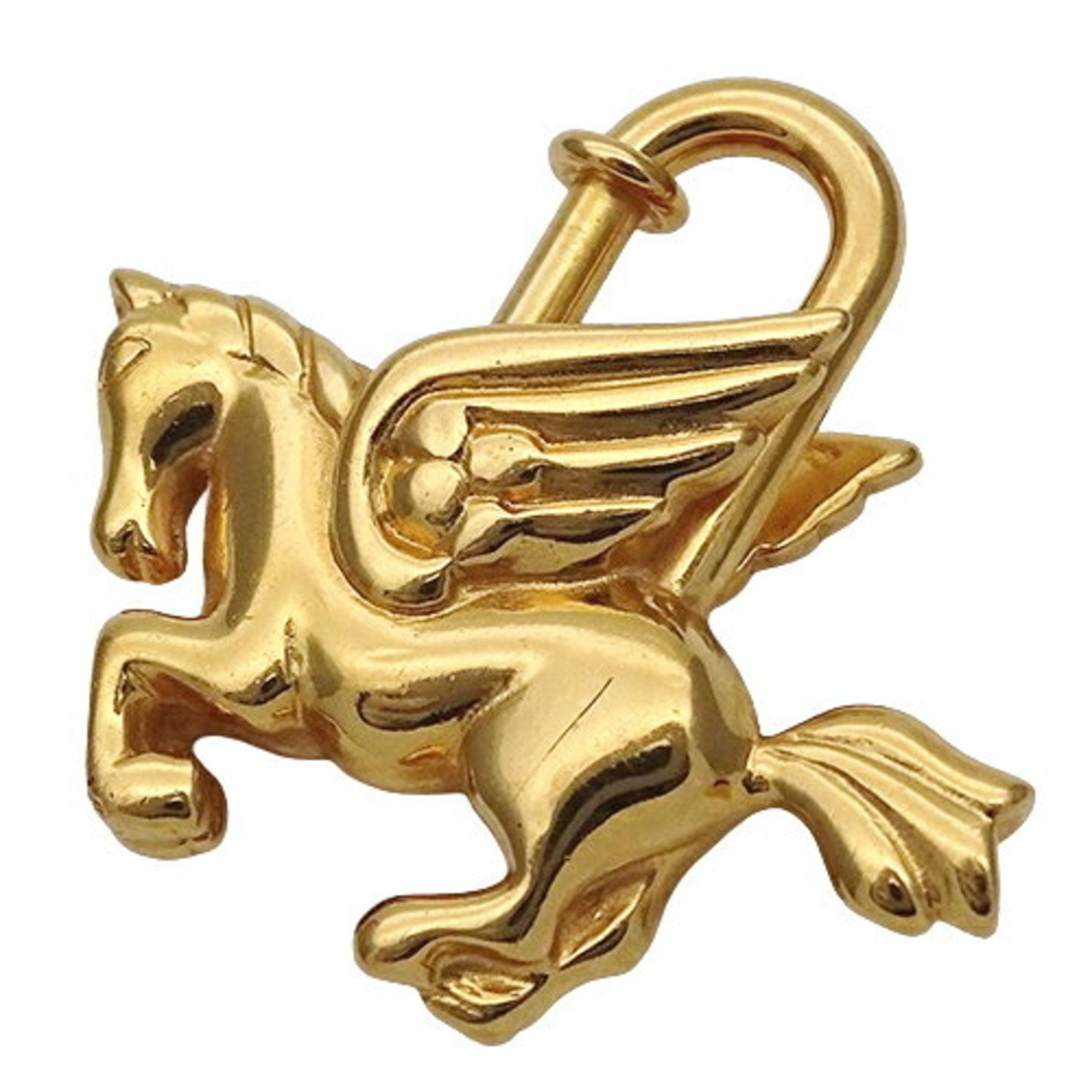 Pre-Owned Hermes HERMES Charm Ladies Padlock Pendant Head Top Gold Pegasus 1993... (Good ...