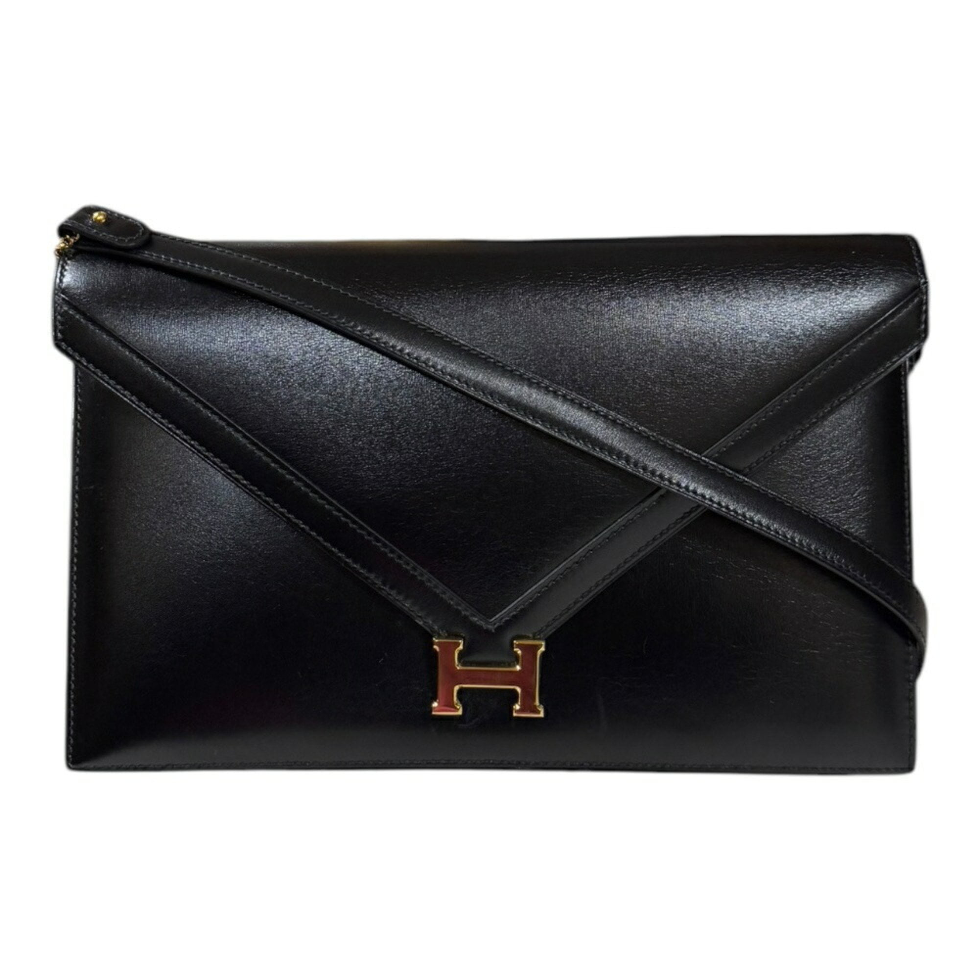 Pre-Owned Hermes Liddy Shoulder Bag Box Calf Black Women's HERMES (Good ...