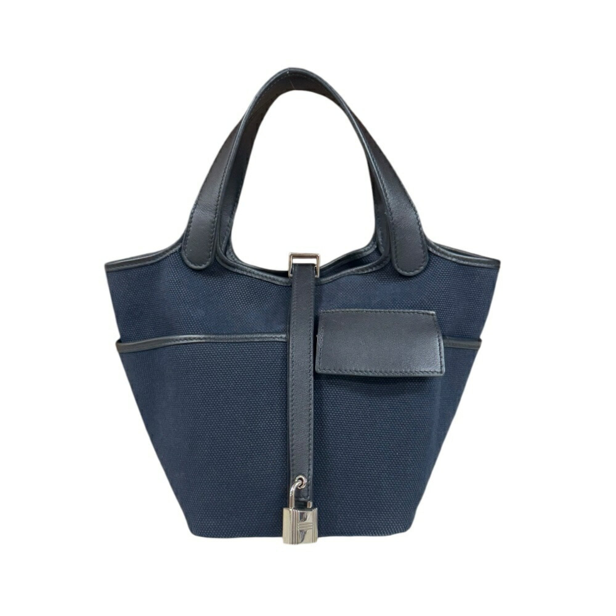 Pre-Owned Hermes Picotin Lock PM Cargo Pocket Handbag Canvas Black ...