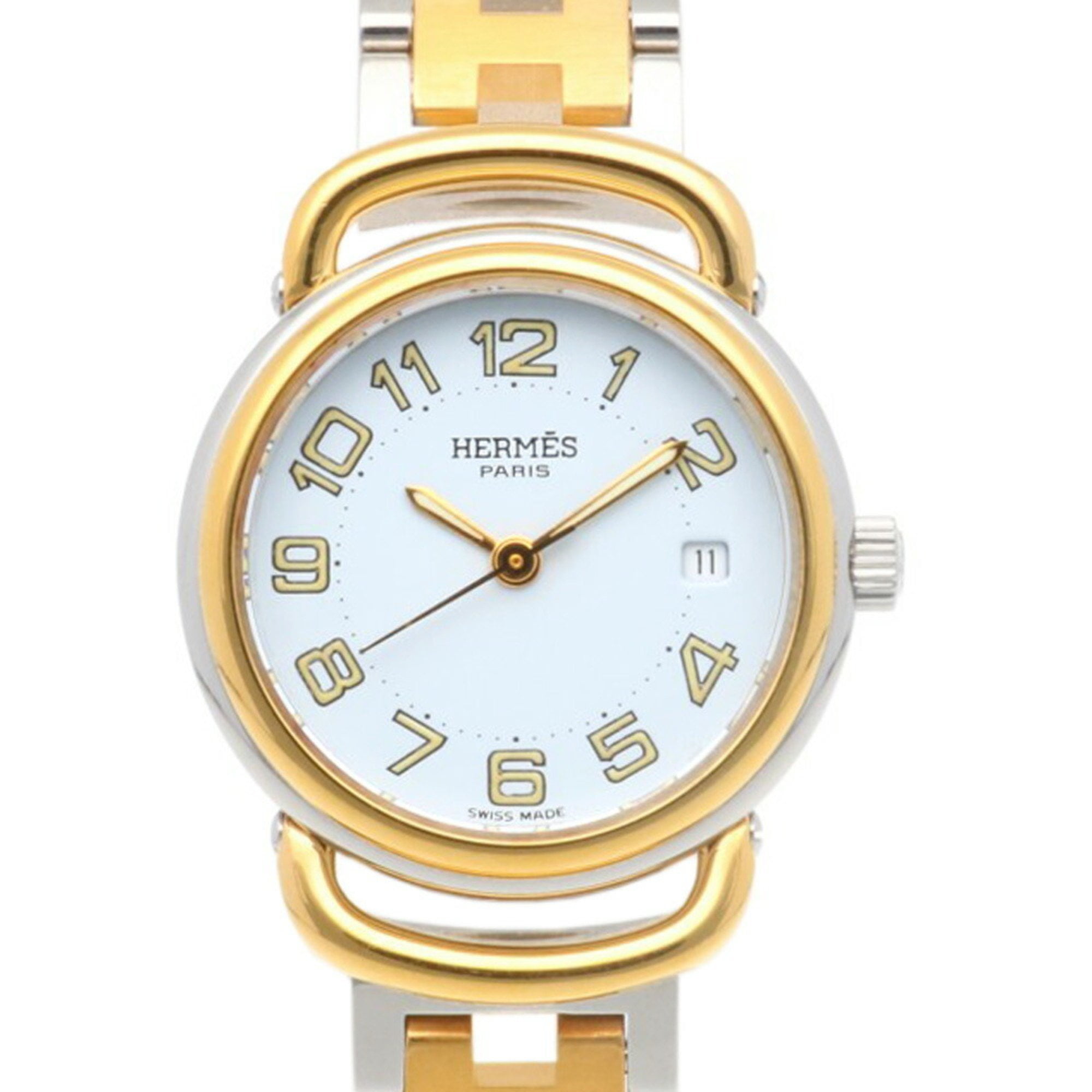 Pre-Owned Hermes Pullman Watch Stainless Steel Quartz Ladies HERMES ...