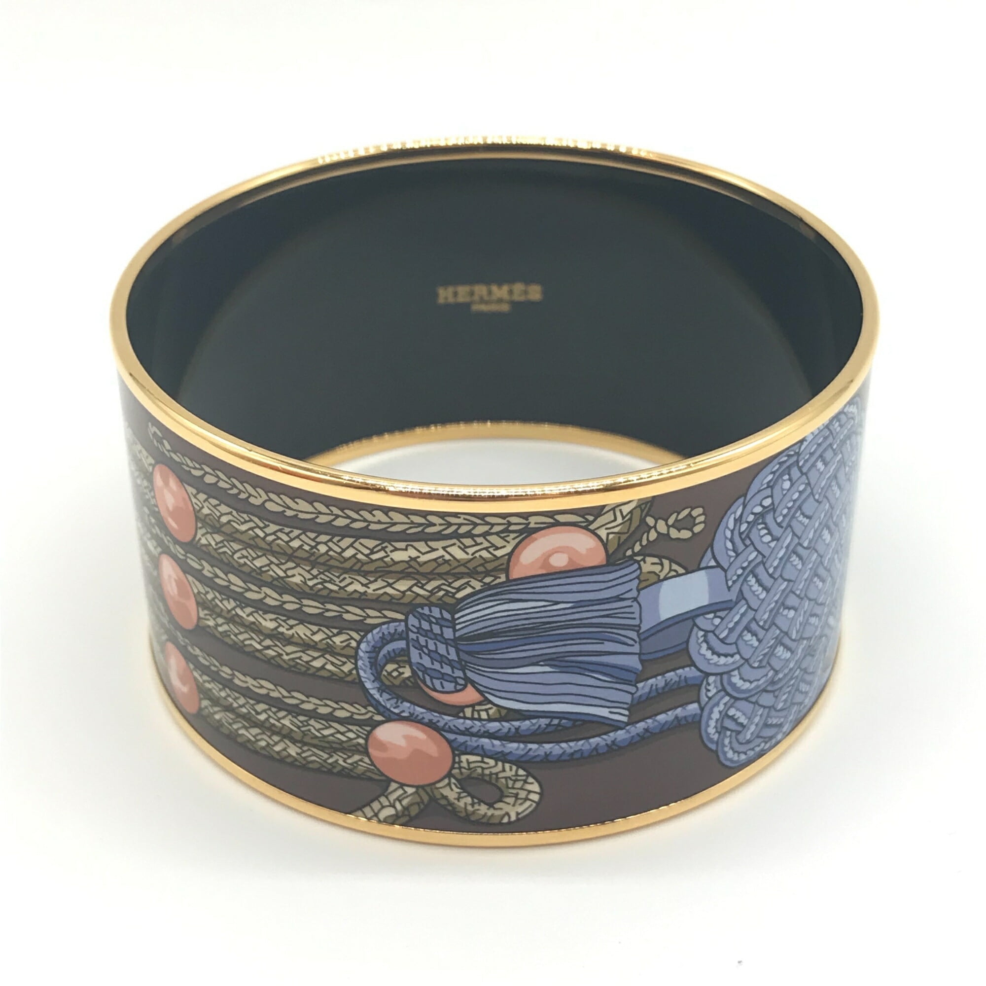 Pre-Owned Hermes enamel TGM bangle, gold, multi-colored, enamel, O ...