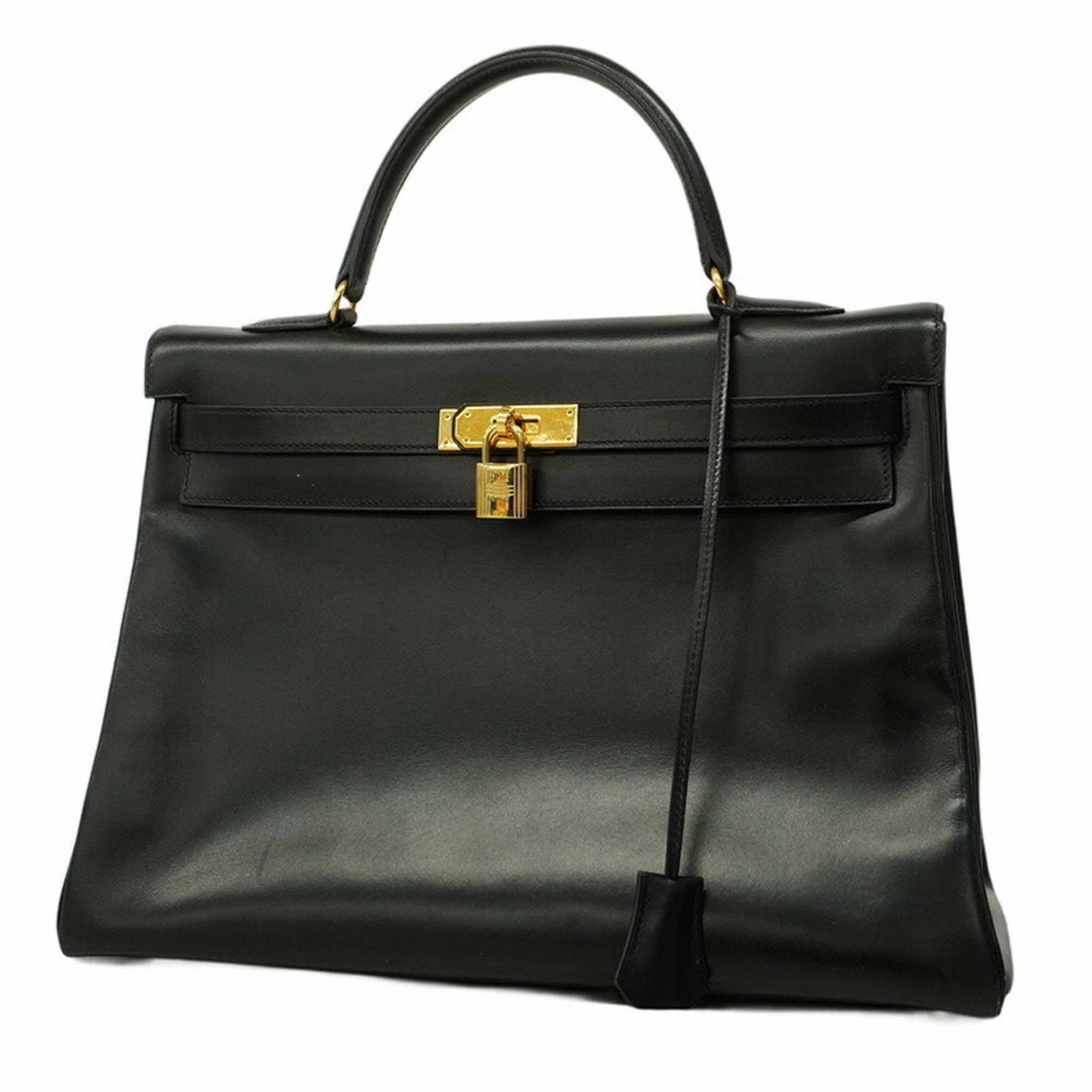 Pre-Owned Hermes handbag Kelly 35 box calf black Z stamp ladies (Good ...