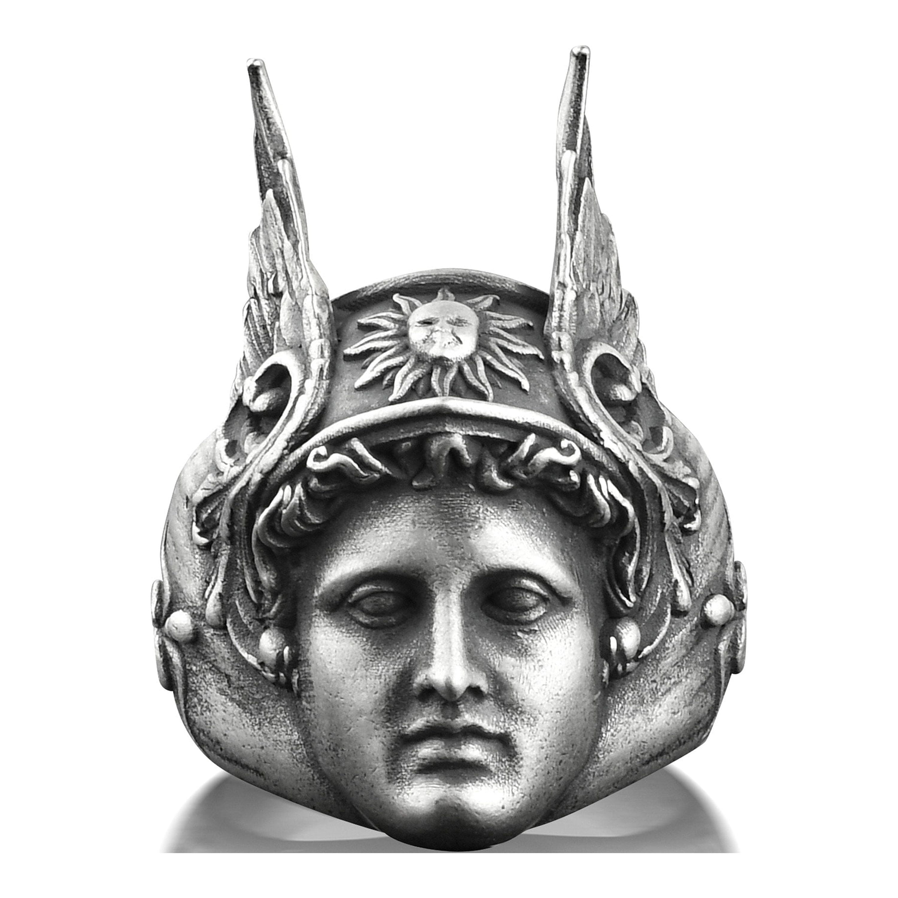Hermes with Wing and Caduceus Ring, Unique Fantasy Mens Ring in ...