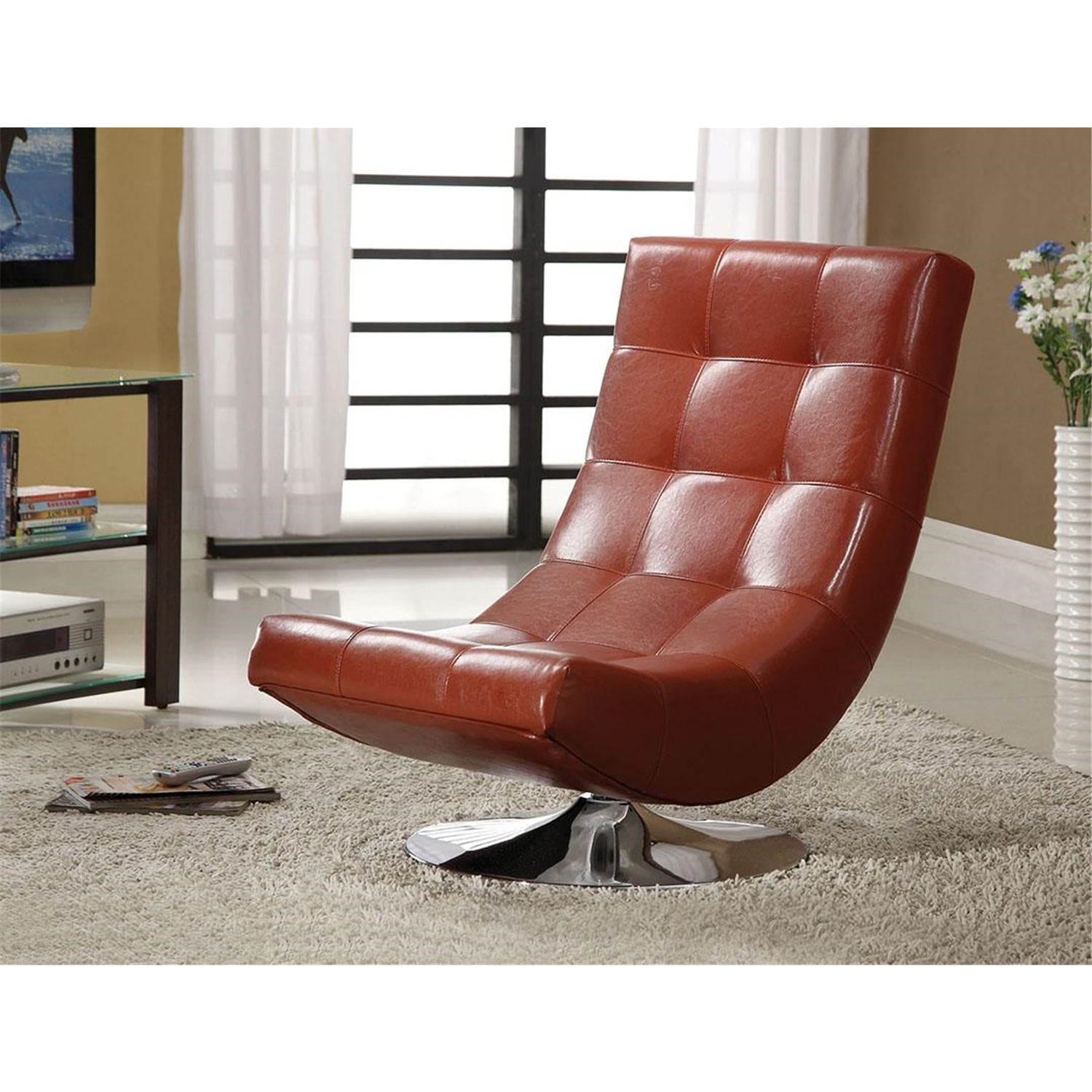 Trinidad Contemporary Swivel Chair, Mahogany Red - Saltoro Sherpi ...