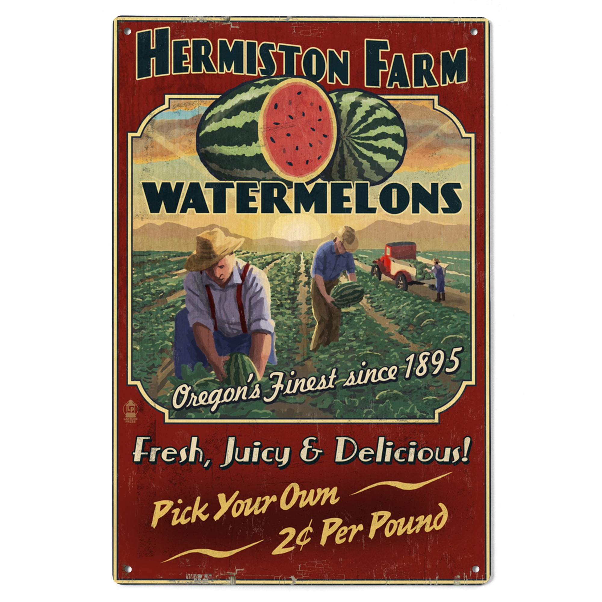 Hermiston, Oregon Watermelon Field Vintage Sign Birch Wood Wall Sign ...
