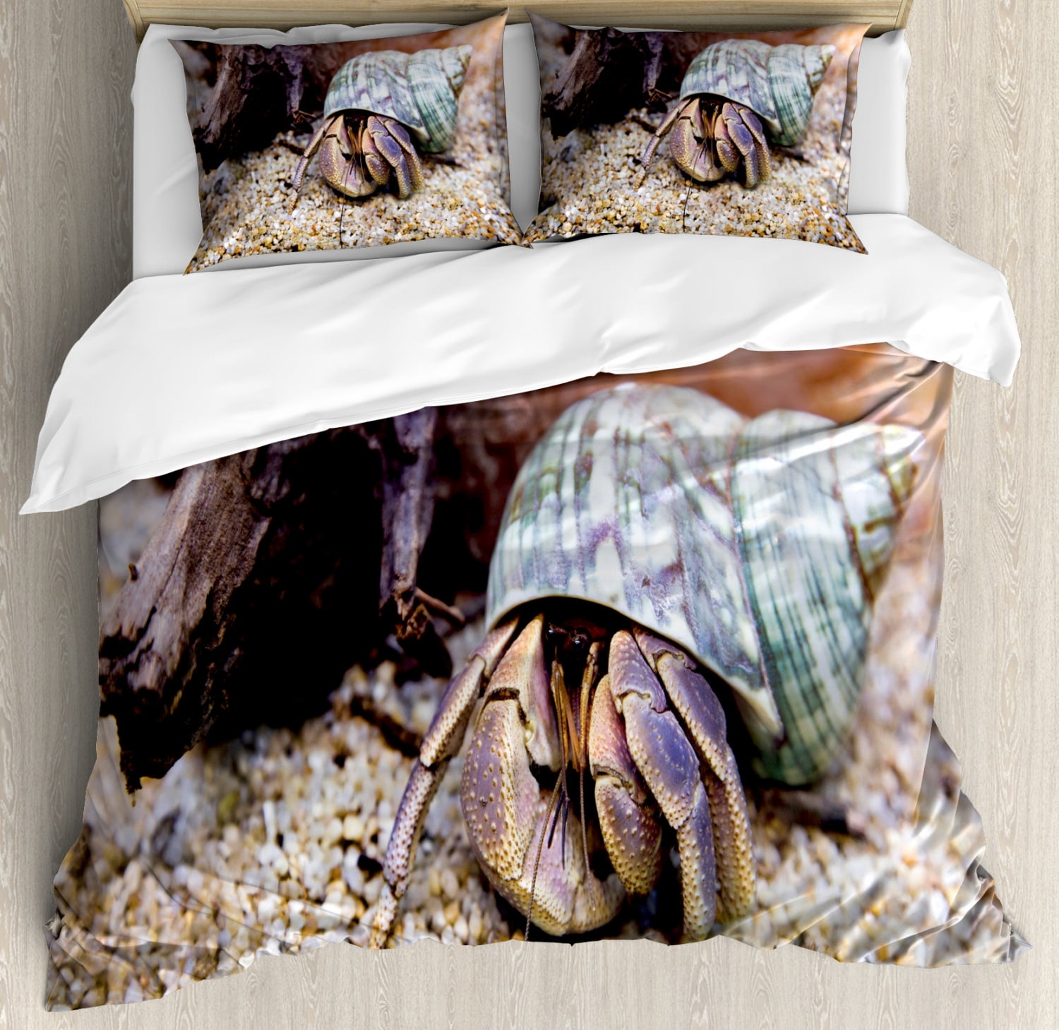 Hermit Crab Duvet Cover Set King Size, Close Shot Real Life Image of a ...