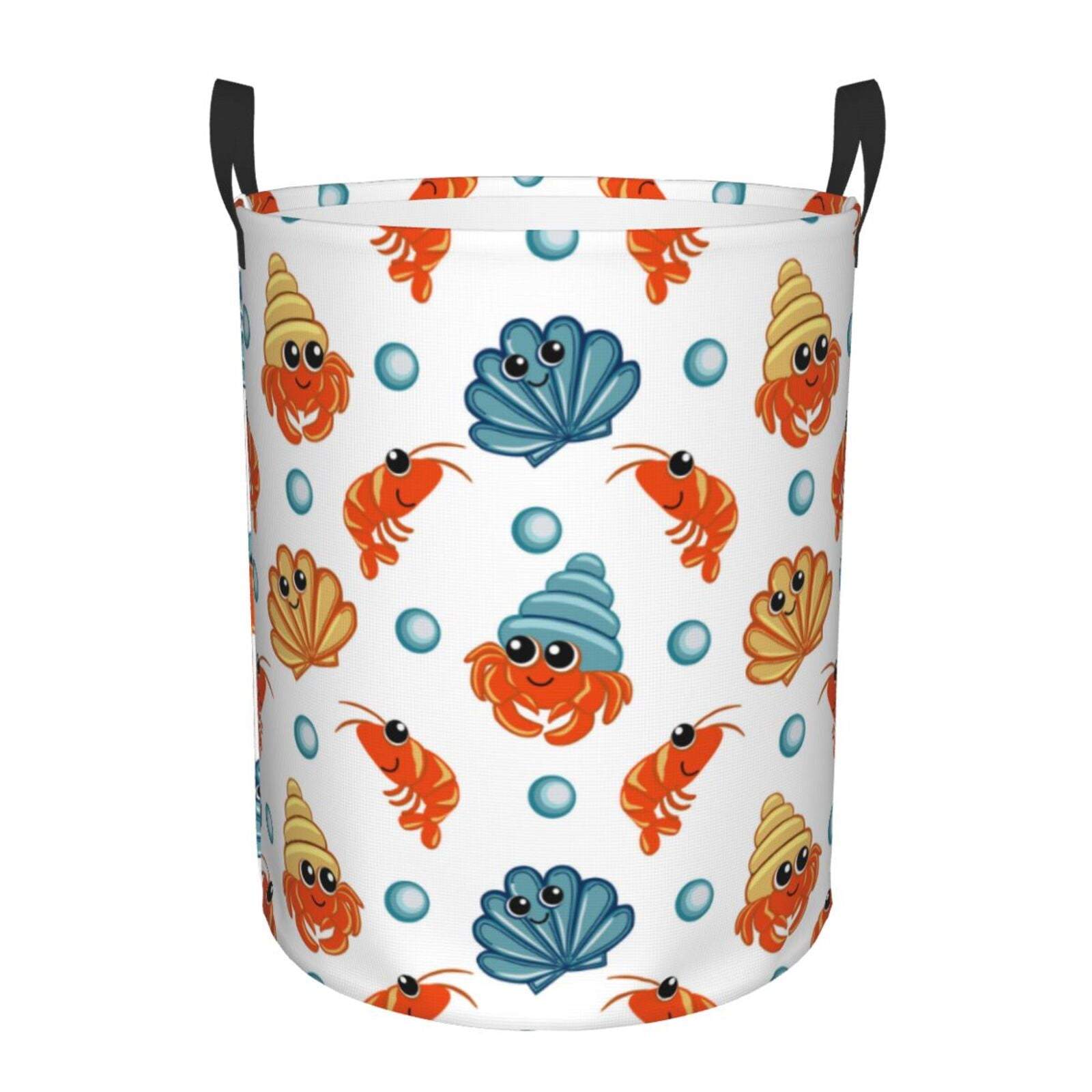Hermit Crab Shrimp Scallop Laundry Basket with Handles - Freestanding ...