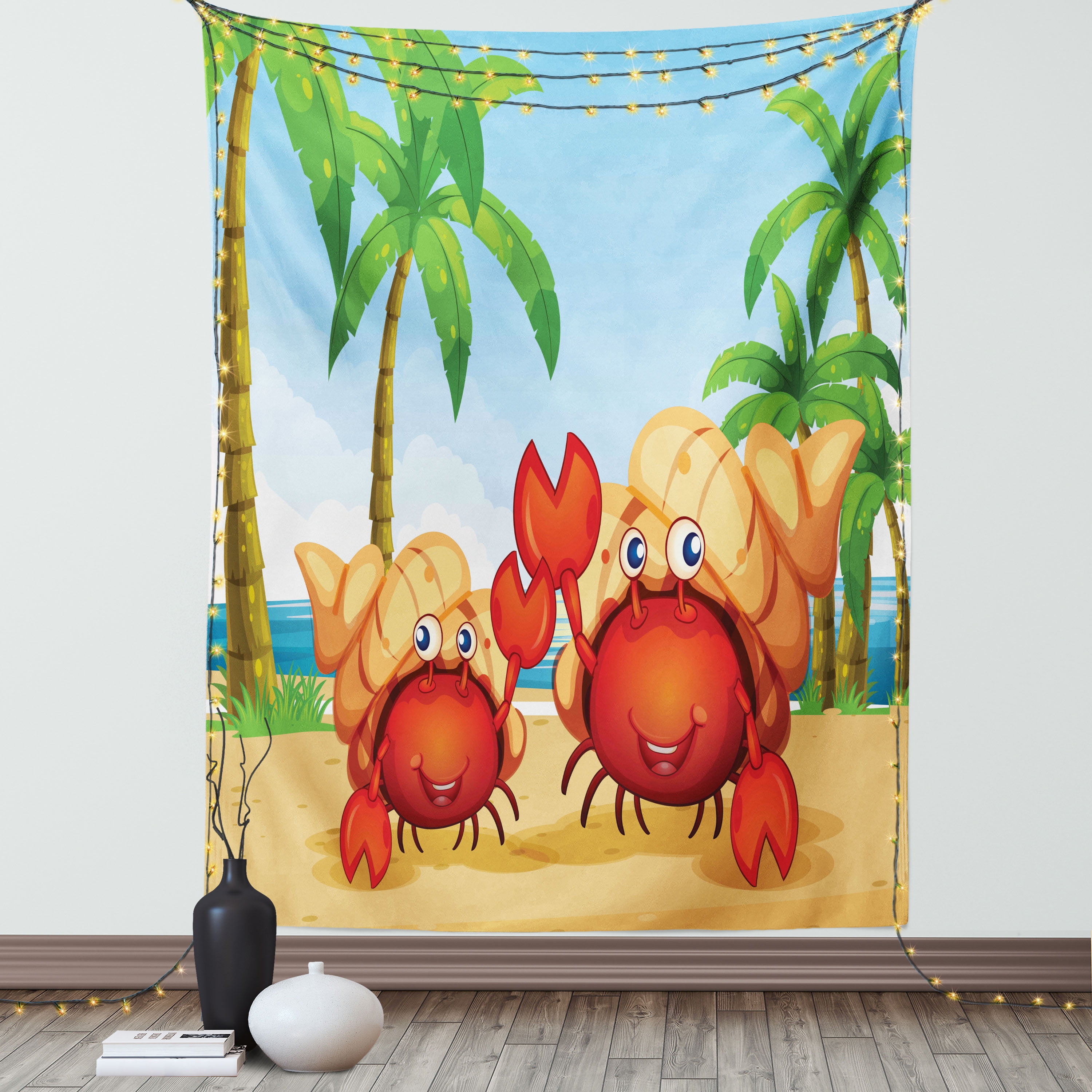 Hermit Crab Tapestry, Smiling Hermit Crabs with a Tropical Setting on ...
