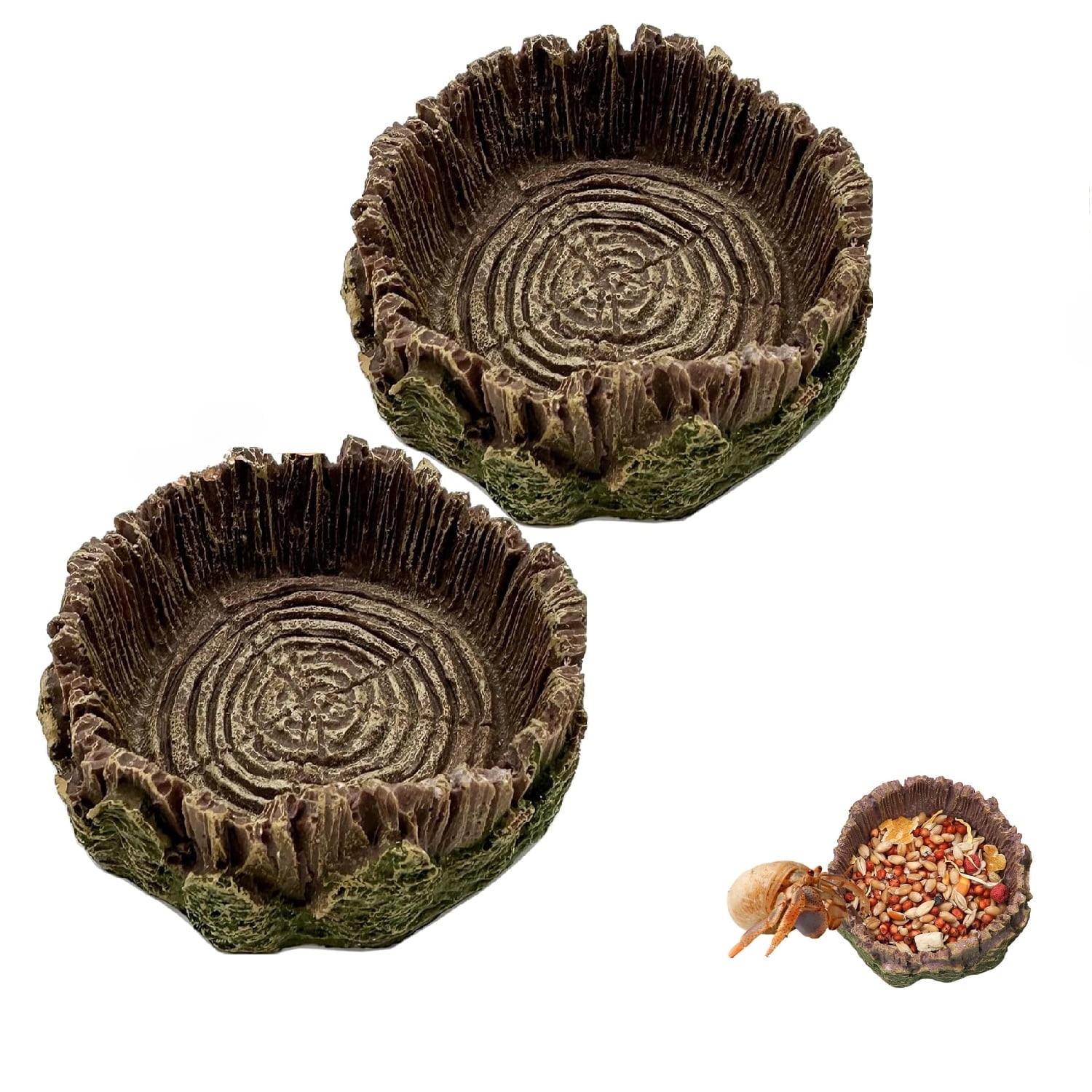 Hermit Crab Water Bowl Resin Small Reptile Food Dish 2pack（3.15×0.98in ...