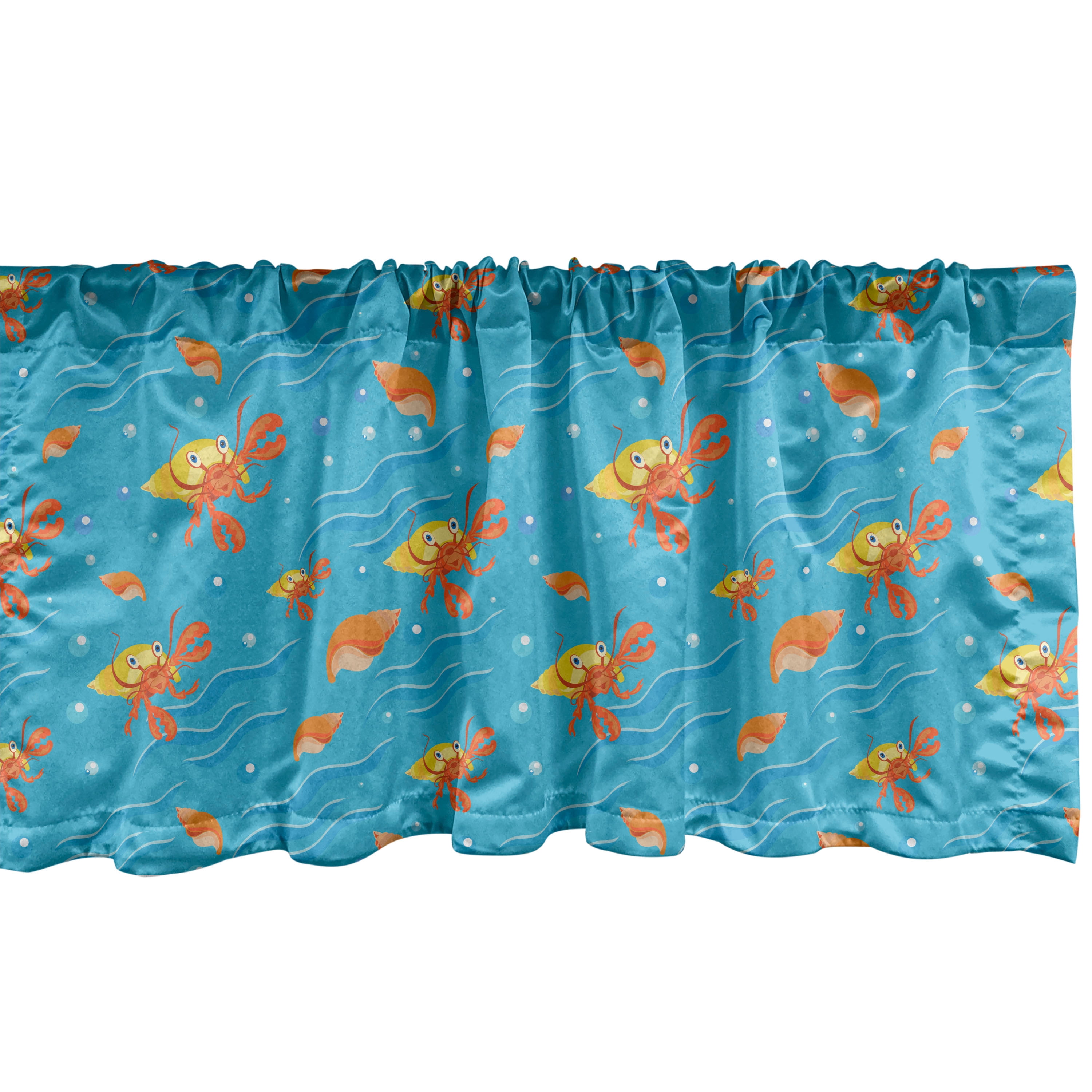 Hermit Crab Window Valance Pack of 2, Sea Animals Theme with Seashells ...