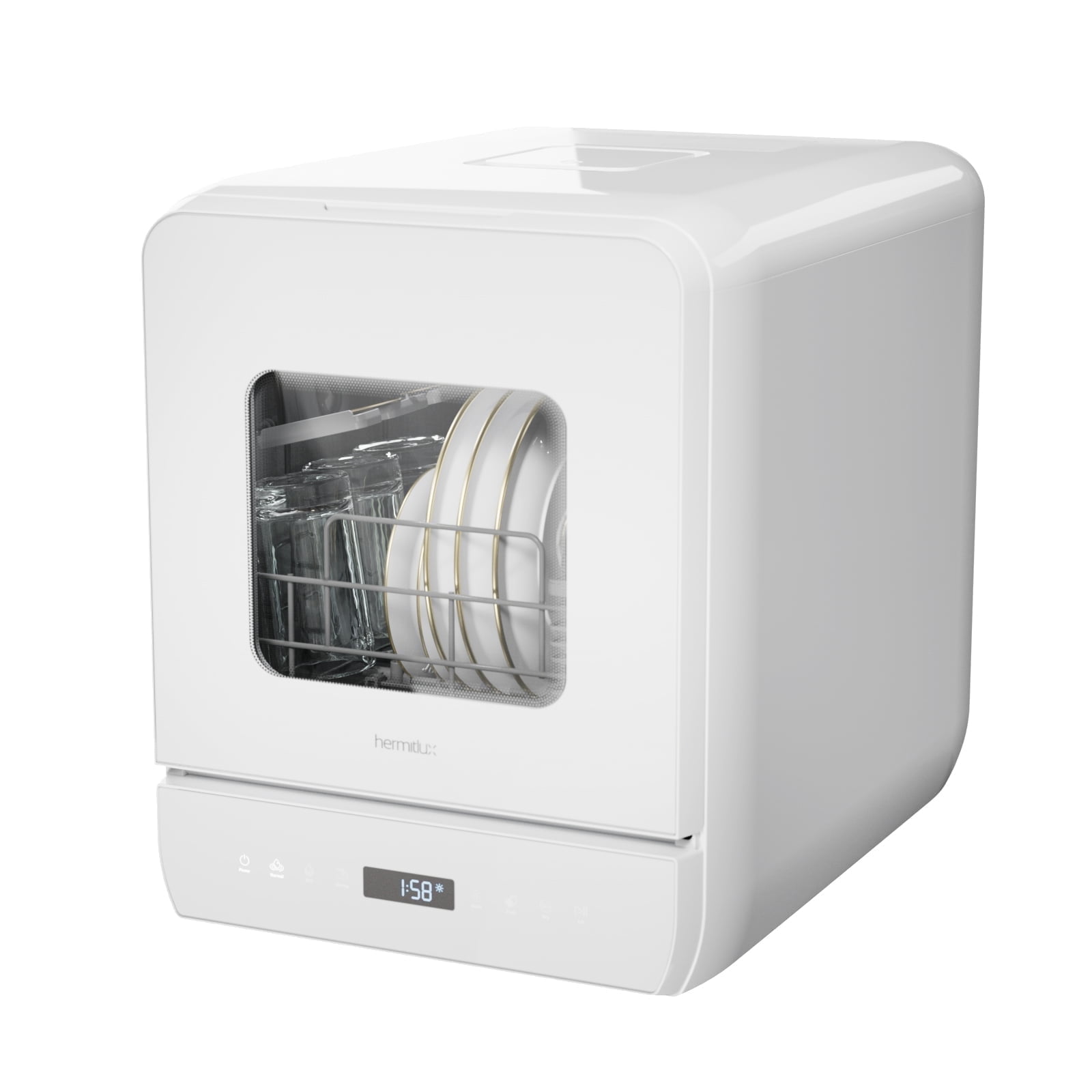 Hermitlux Countertop Dishwasher, 6 Wash Programs Slim Size Portable ...