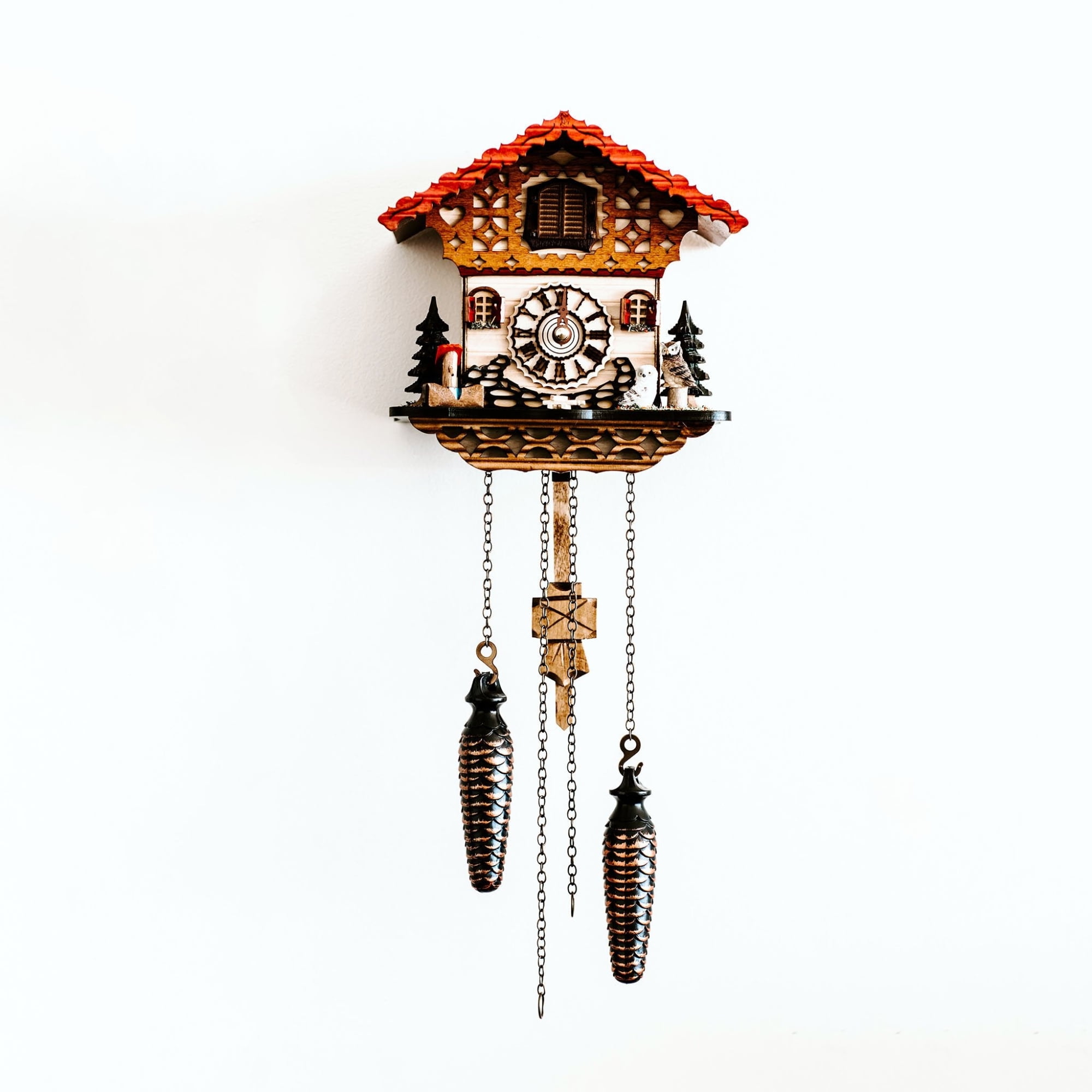 Hermle 22" Brown and Red Adorable Owl Cuckoo Wall Clock - Walmart.com