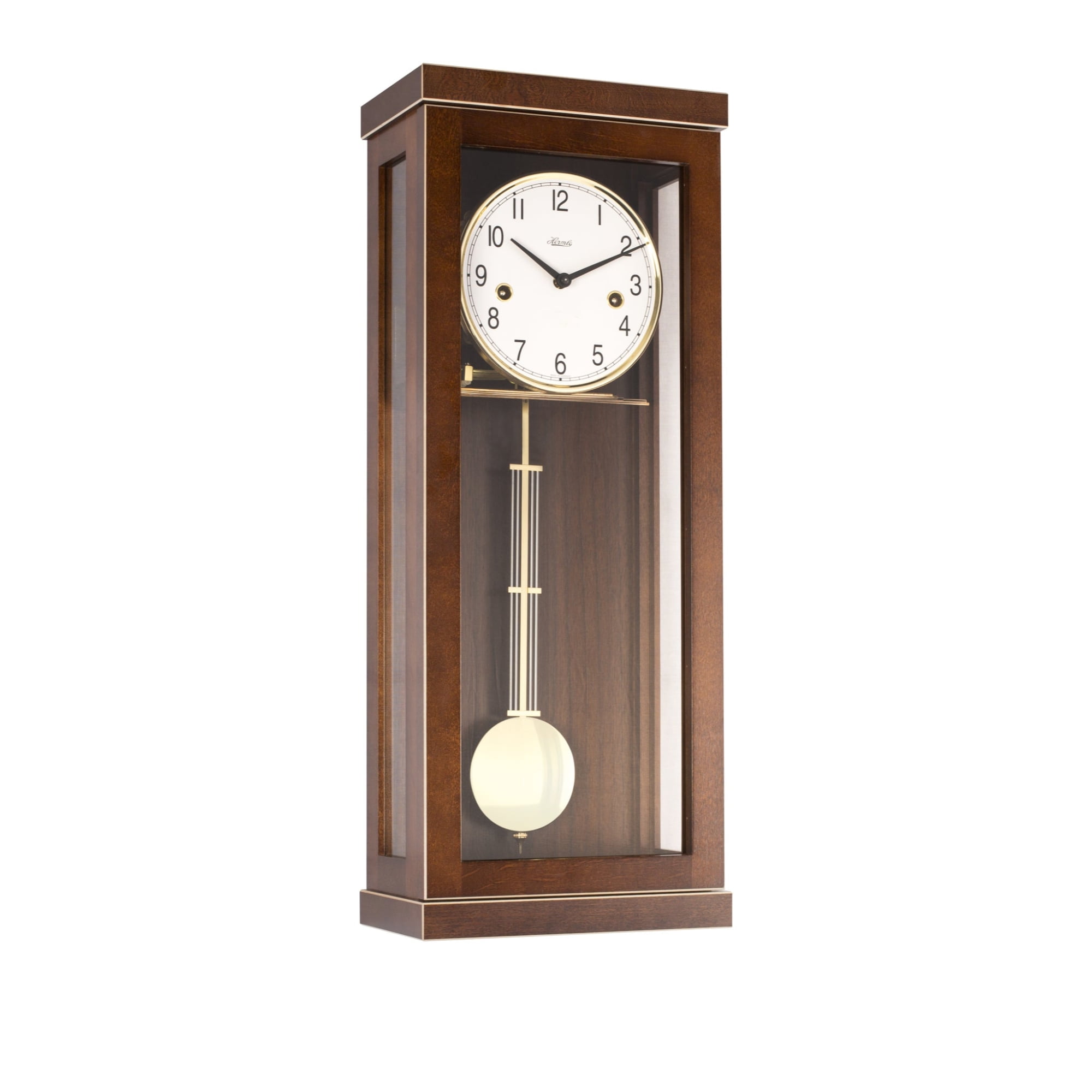 Hermle 22" Brown and White Rectangular Regulator Pendulum Wall Clock ...