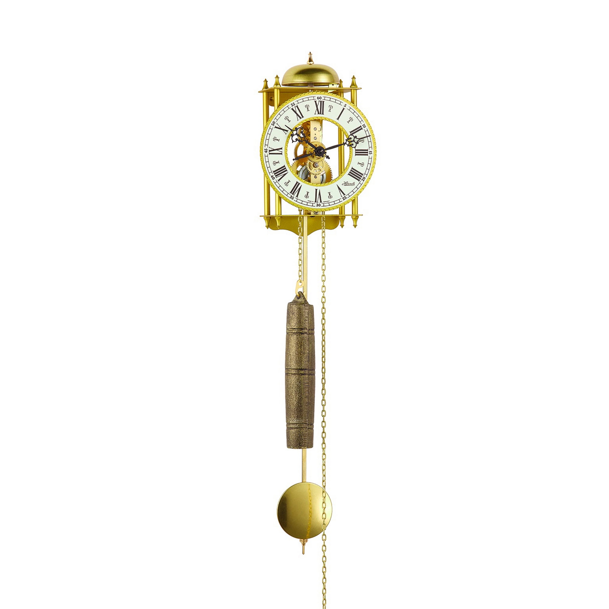 Hermle 25" Gold and White Skeleton Pendulum Wall Clock with Roman ...
