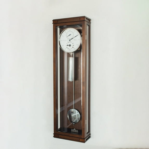 Hermle 37" Walnut Brown and White Mechanical Regulator Pendulum Wall ...
