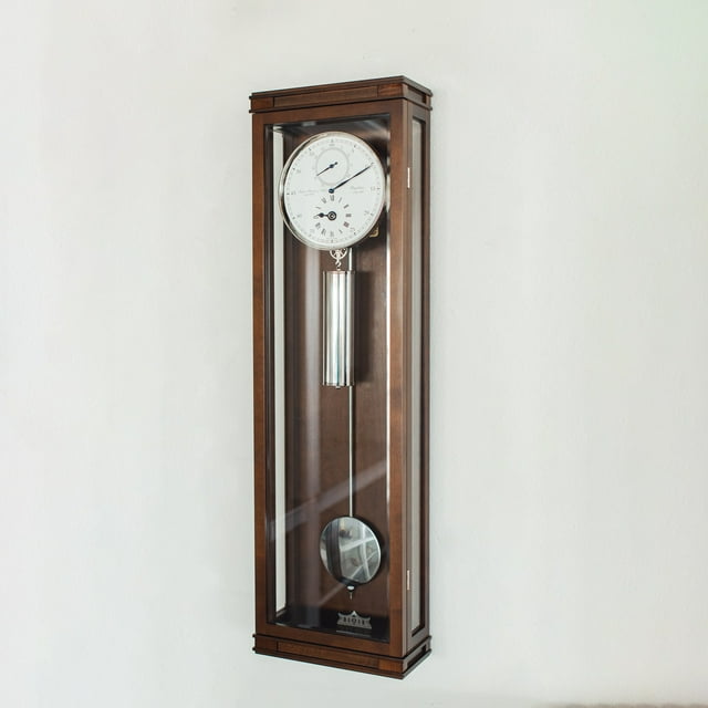 Hermle 37" Walnut Brown and White Mechanical Regulator Pendulum Wall ...