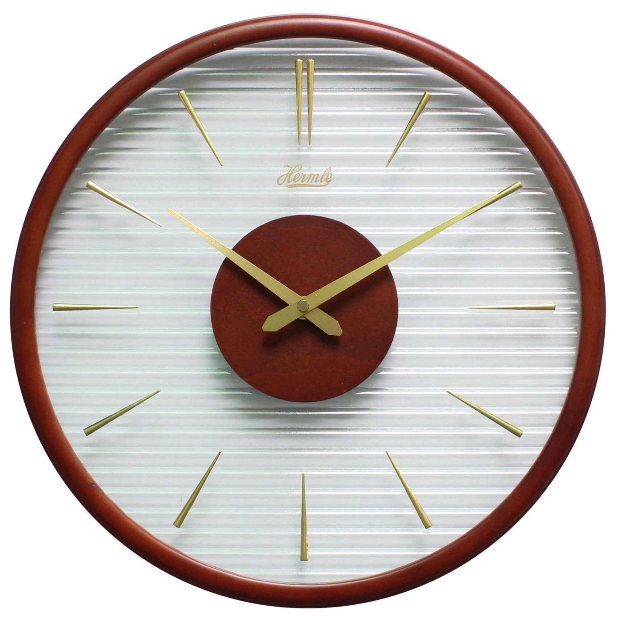 Hermle Round Quartz Movement Metal Wall Clock - 12" - Coffee Brown ...