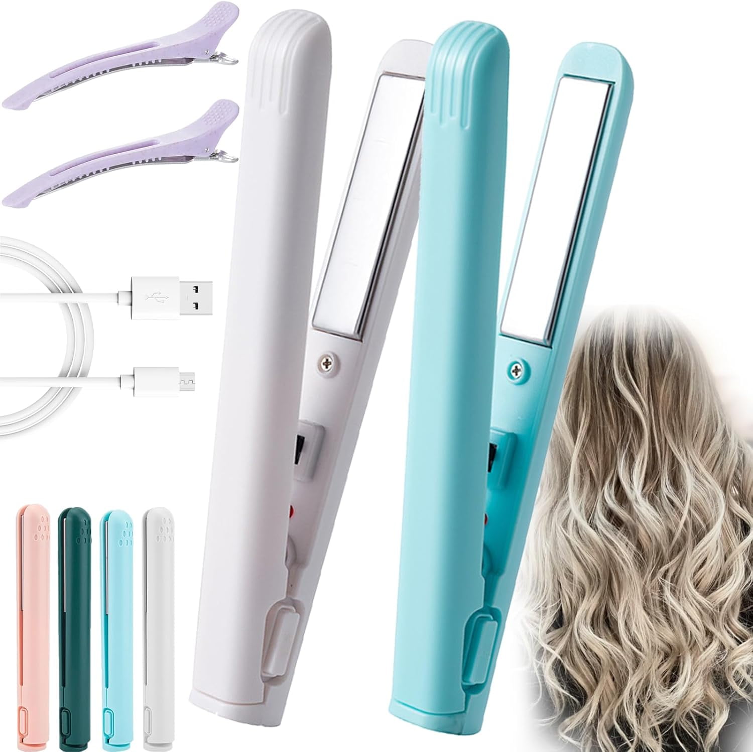 Hermnsa Dualglaum Mini Dual-Purpose Curling Iron, Hermnsa Curling Iron, Daul Glaum Curl Irons, 2 ...