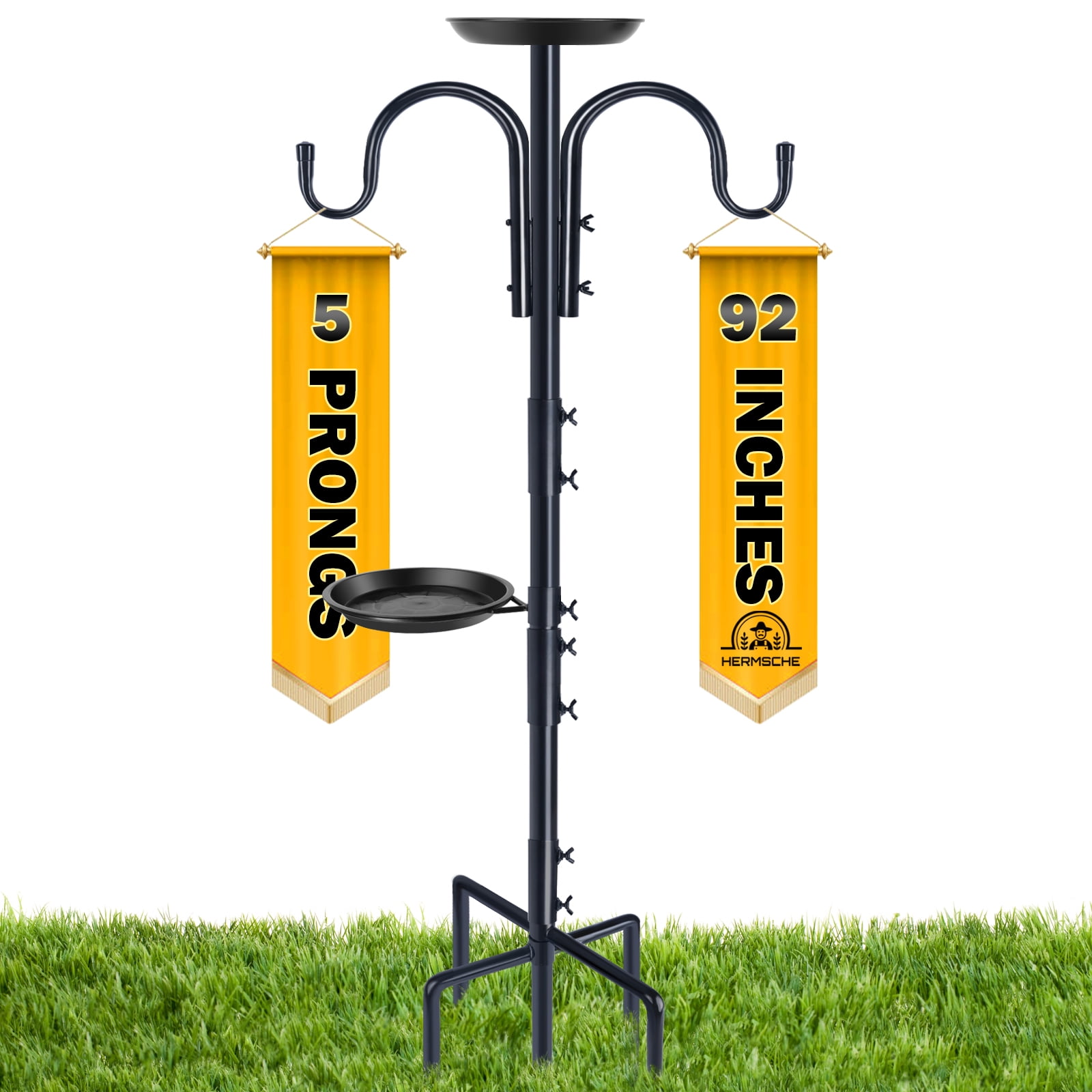 Hermsche Outdoor Yard Hanger, Double Hooks with 2 Trays, 92" Adjustable ...