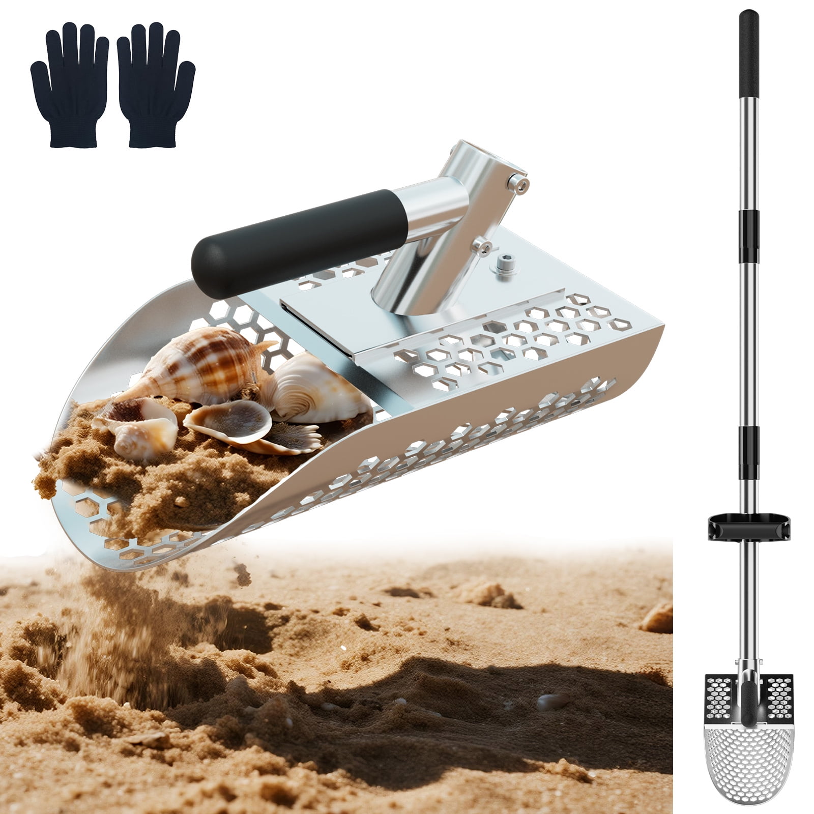 Hermsche Long Handle Sand Scoop for Metal Detecting, Metal Detector ...