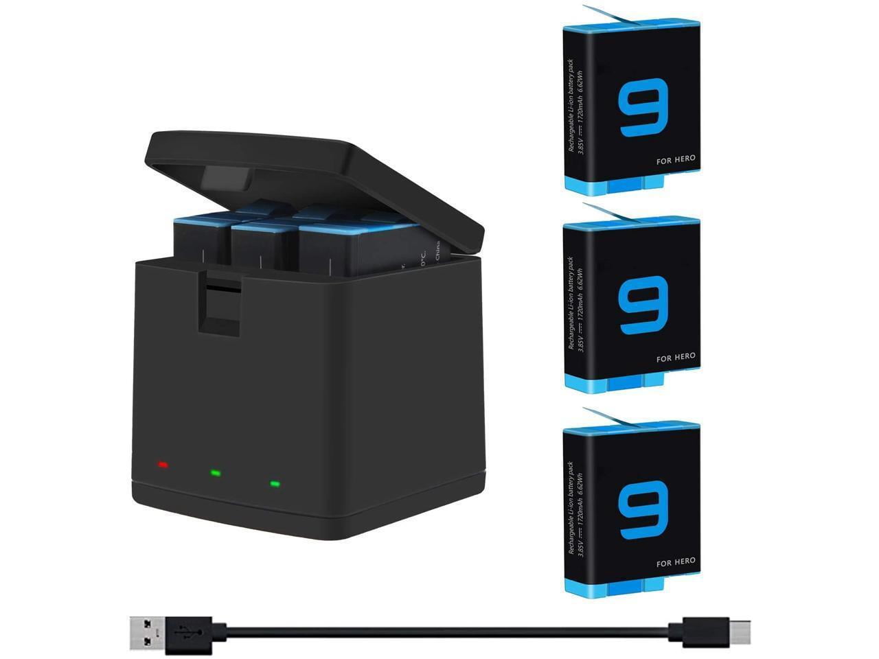 Hero 11 / Hero 10 / Hero 9 Replacement Batteries 3-Pack and 3-Channel ...