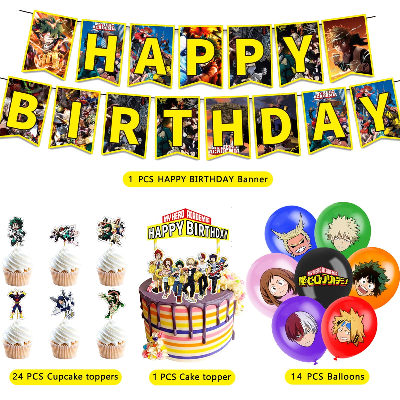 My Hero Academia AJH3 Party Supplies, Birthday Decorations Set ...
