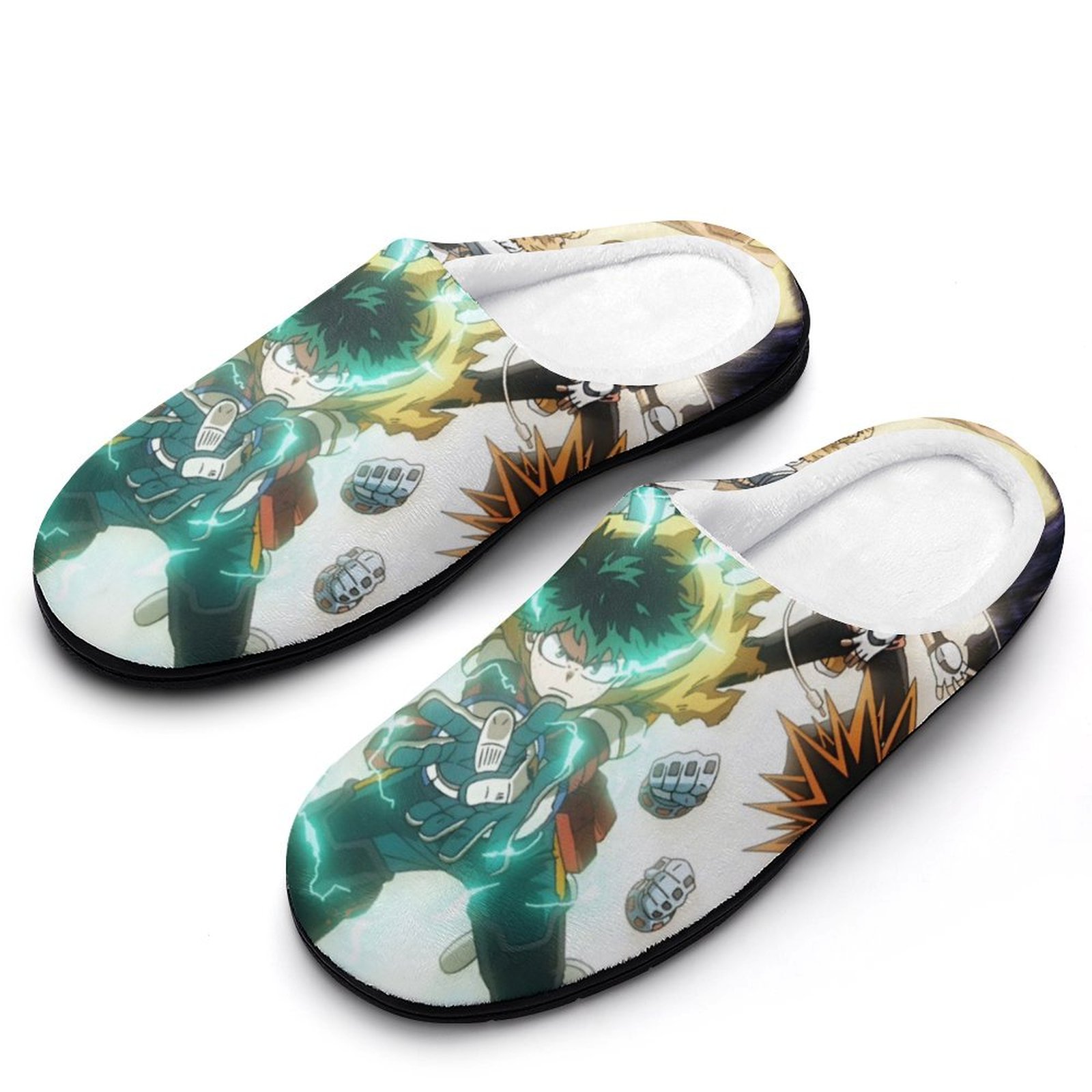 My Hero Academia Mha Anime Fuzzy Cotton Slippers For Mens Winter Cotton ...