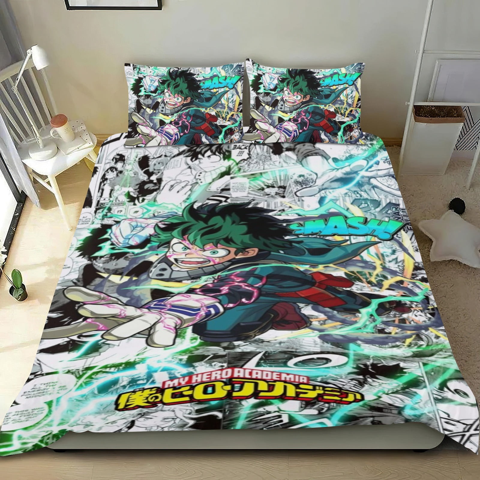 My Hero Academia Themed Bed Sheet Set Three Piece Set 78x86 In ches ...