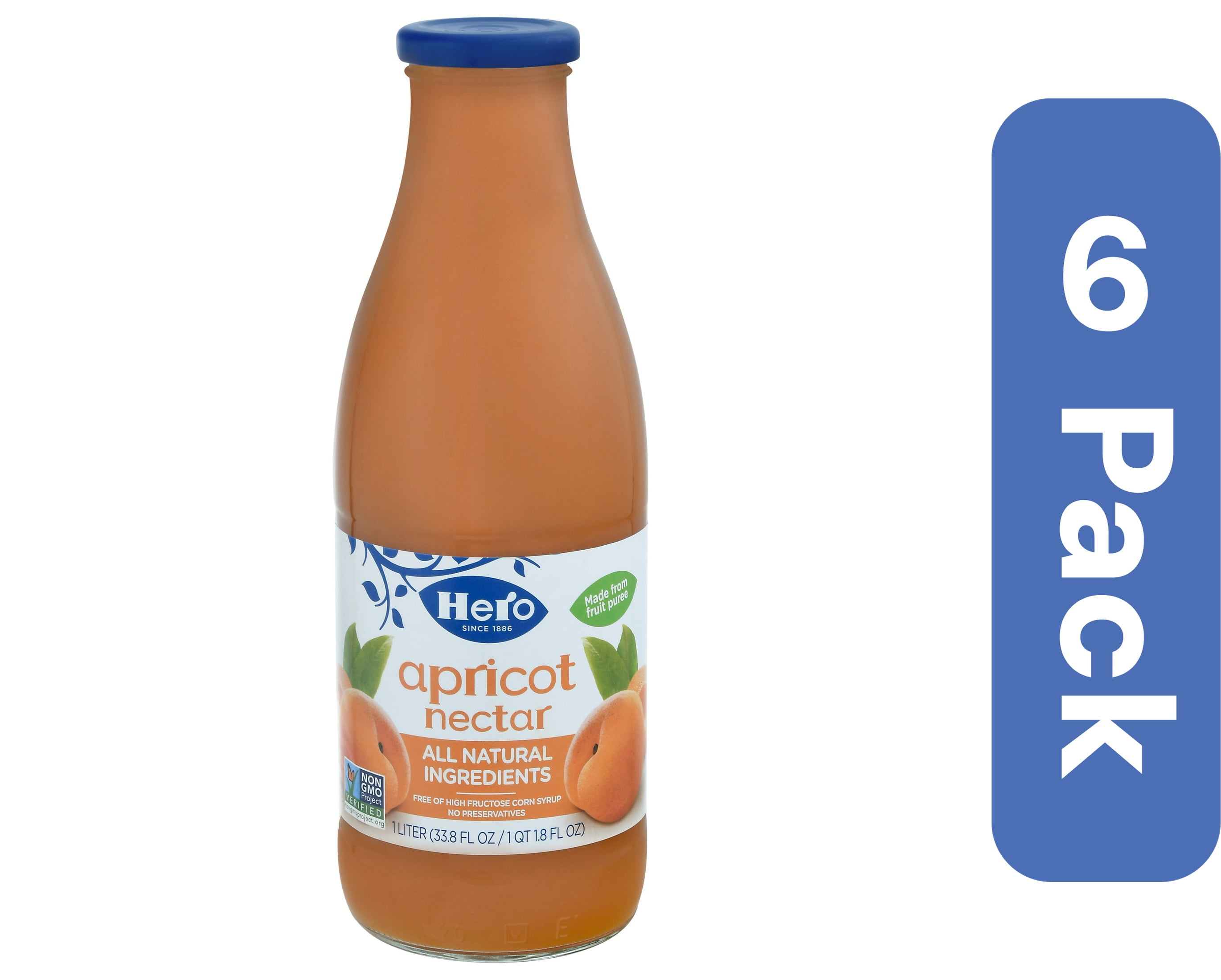Hero Apricot Nectar 33.8 oz (Pack Of 6) - Walmart.com