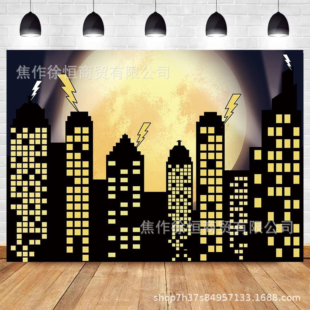 Hero City Theme Backdrop Cartoon Banner Background Boys Girls Birthday ...