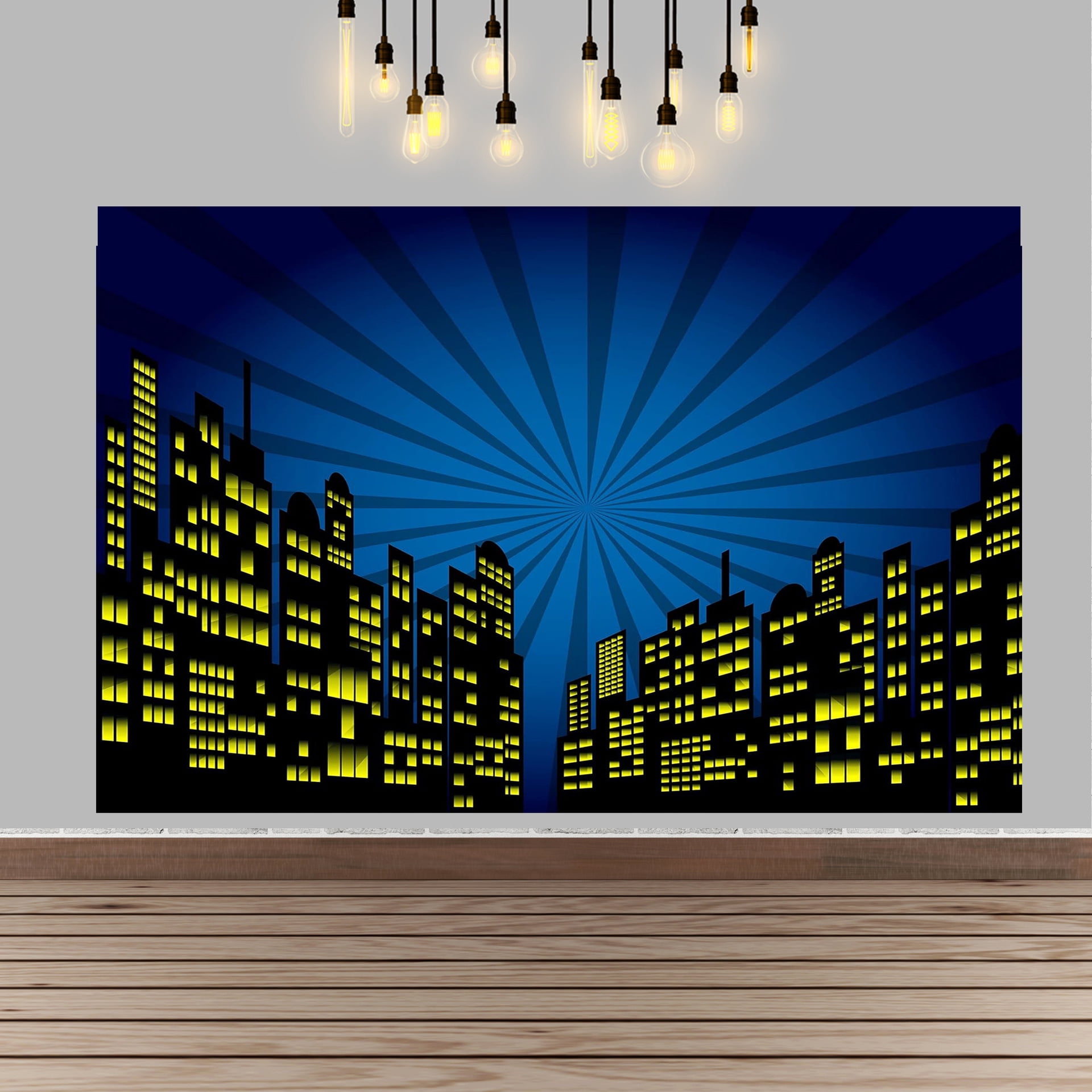 Hero City Theme Backdrop Cartoon Banner Background Boys Girls Birthday ...