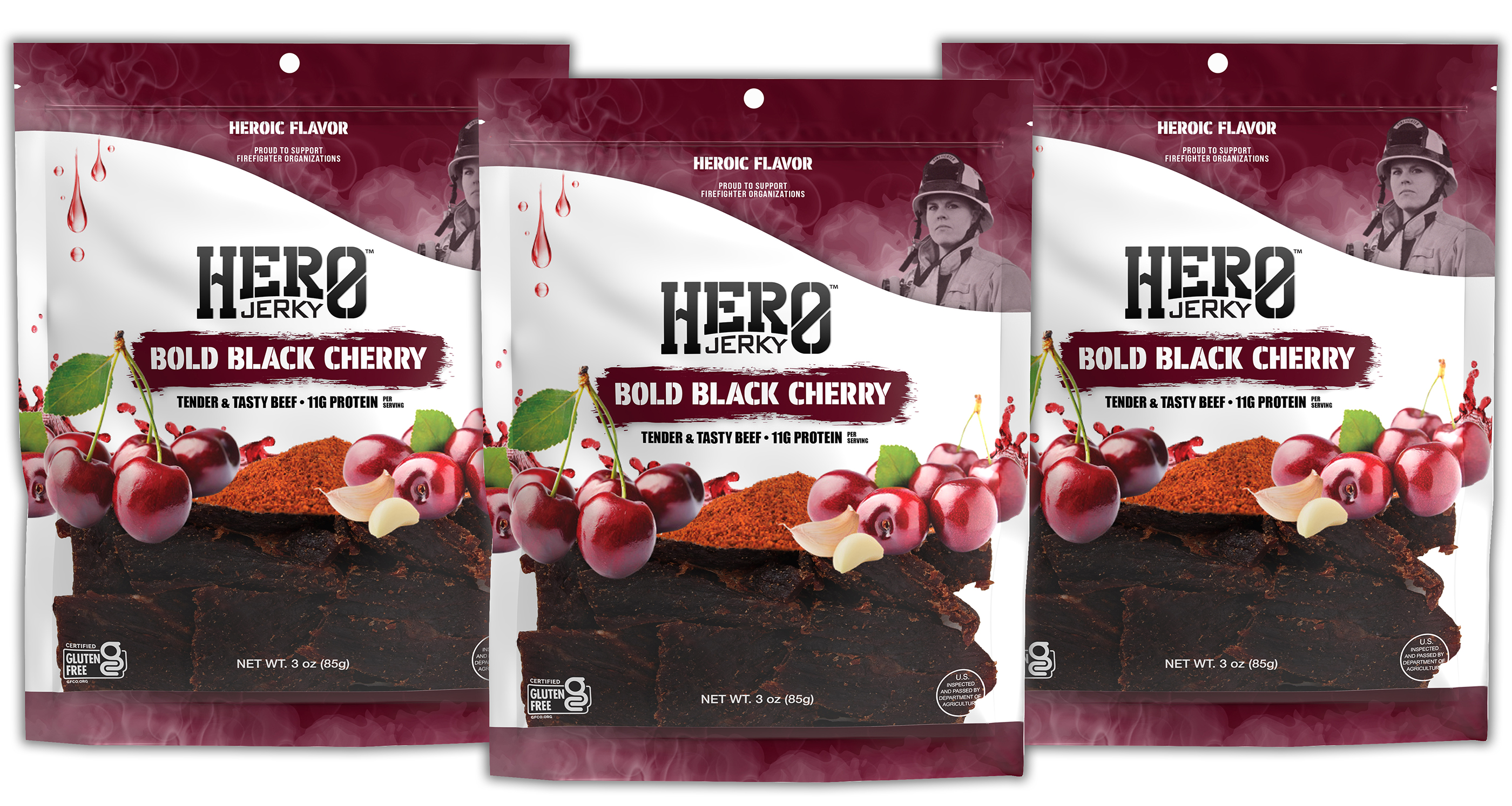 Hero Jerky Bold Black Cherry Beef Jerky Pack of 3 – Natural Smoked ...