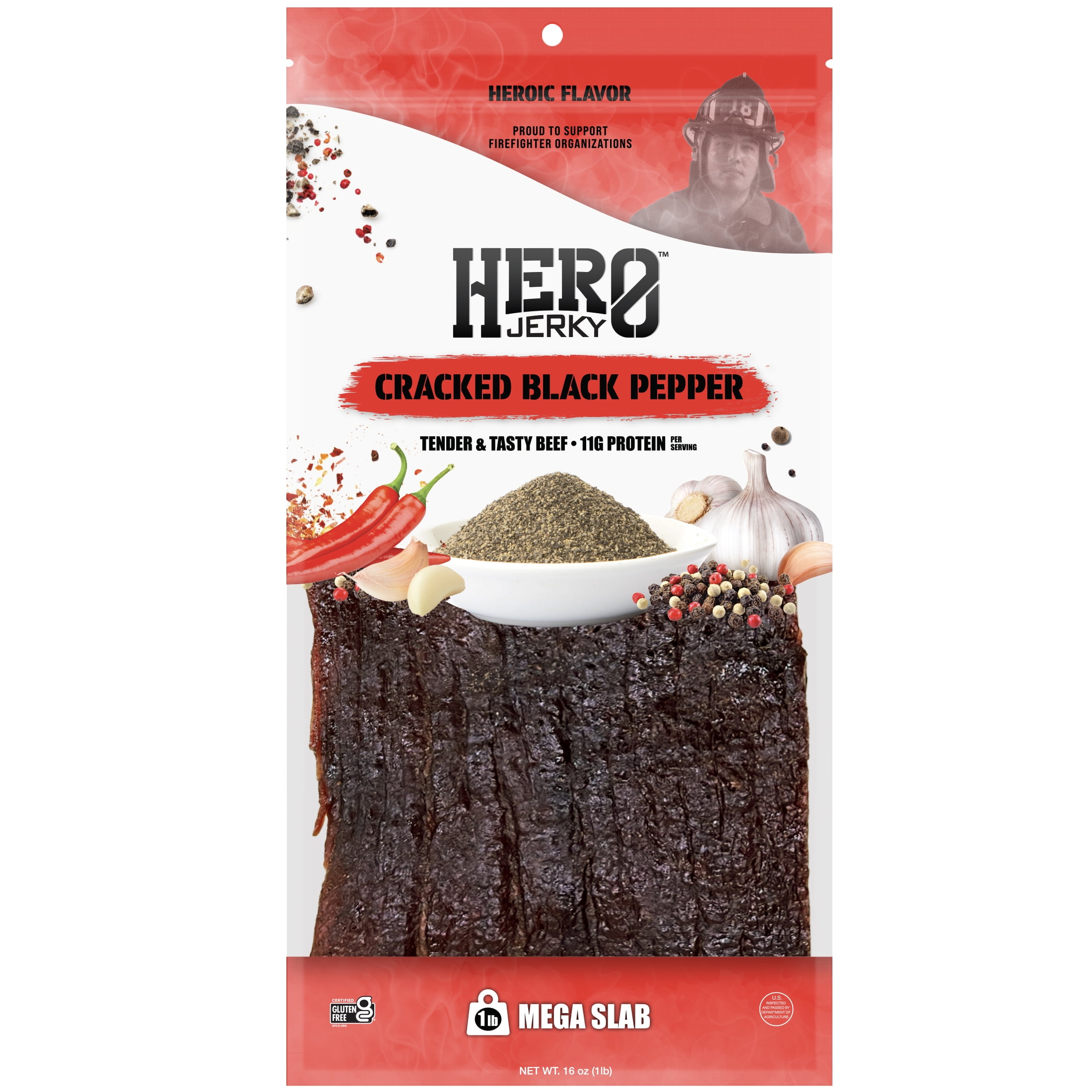 Hero Jerky Mega Cracked Black Pepper Beef Jerky Slab – Naturally Smoked ...