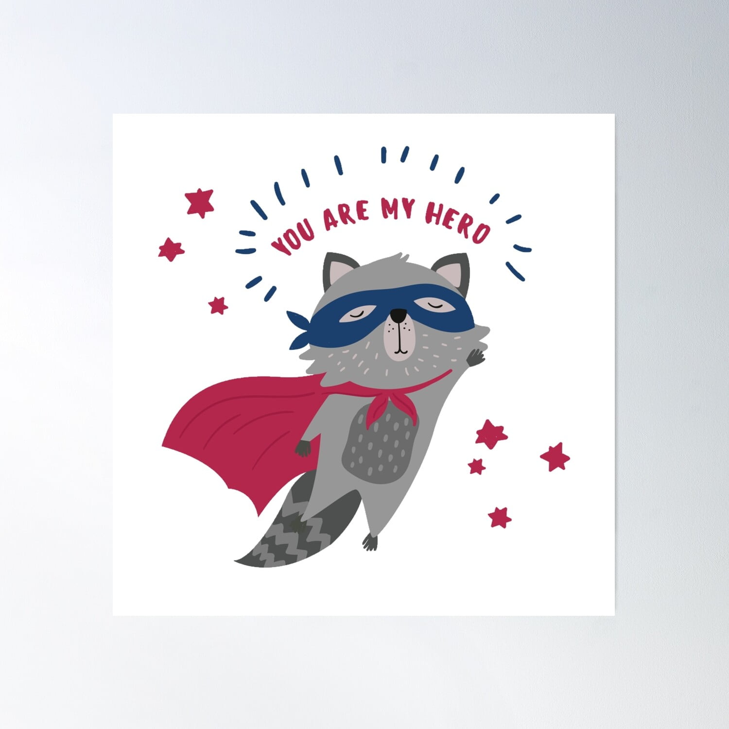 Hero Raccoon Poster Wall Art, Modern Wall Decor, 16x16 UNFRAMED ...