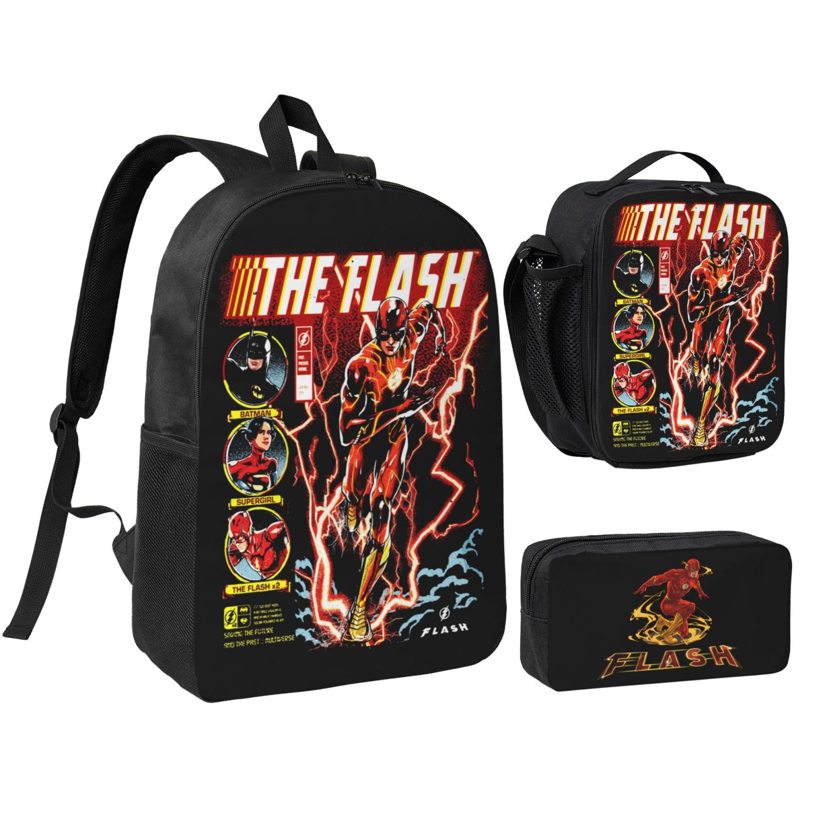 Hero The Flash 17-Inch Backpack, Storage Bag And Lunch Bag Three-Piece ...