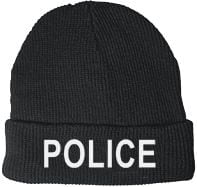 Hero's Pride POLICE Beanie Watch Cap – Black Fleece, Medium Gold ...